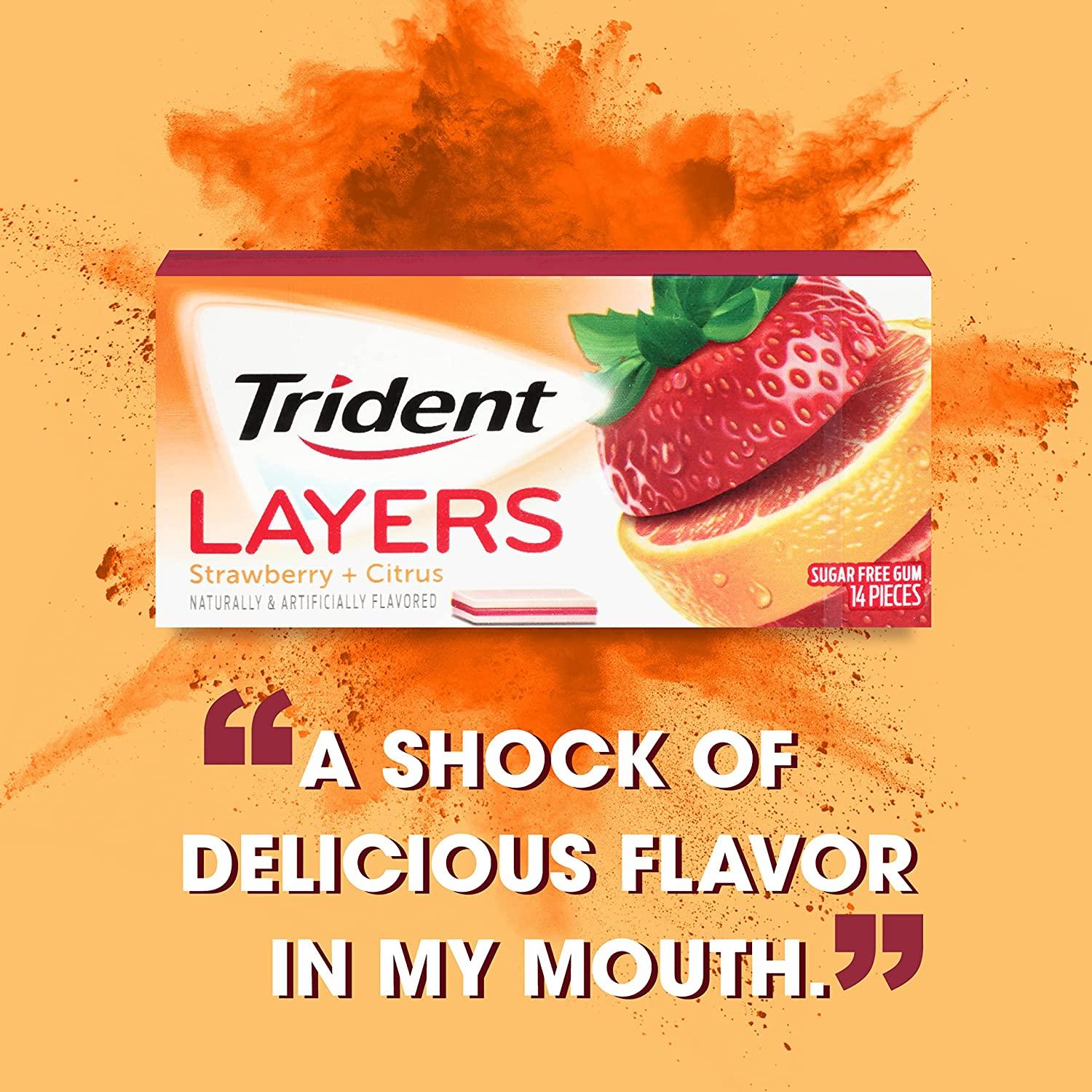 Trident Layers Strawberry & Citrus Sugar Free Gum - 12 Packs, 14 Pieces ...