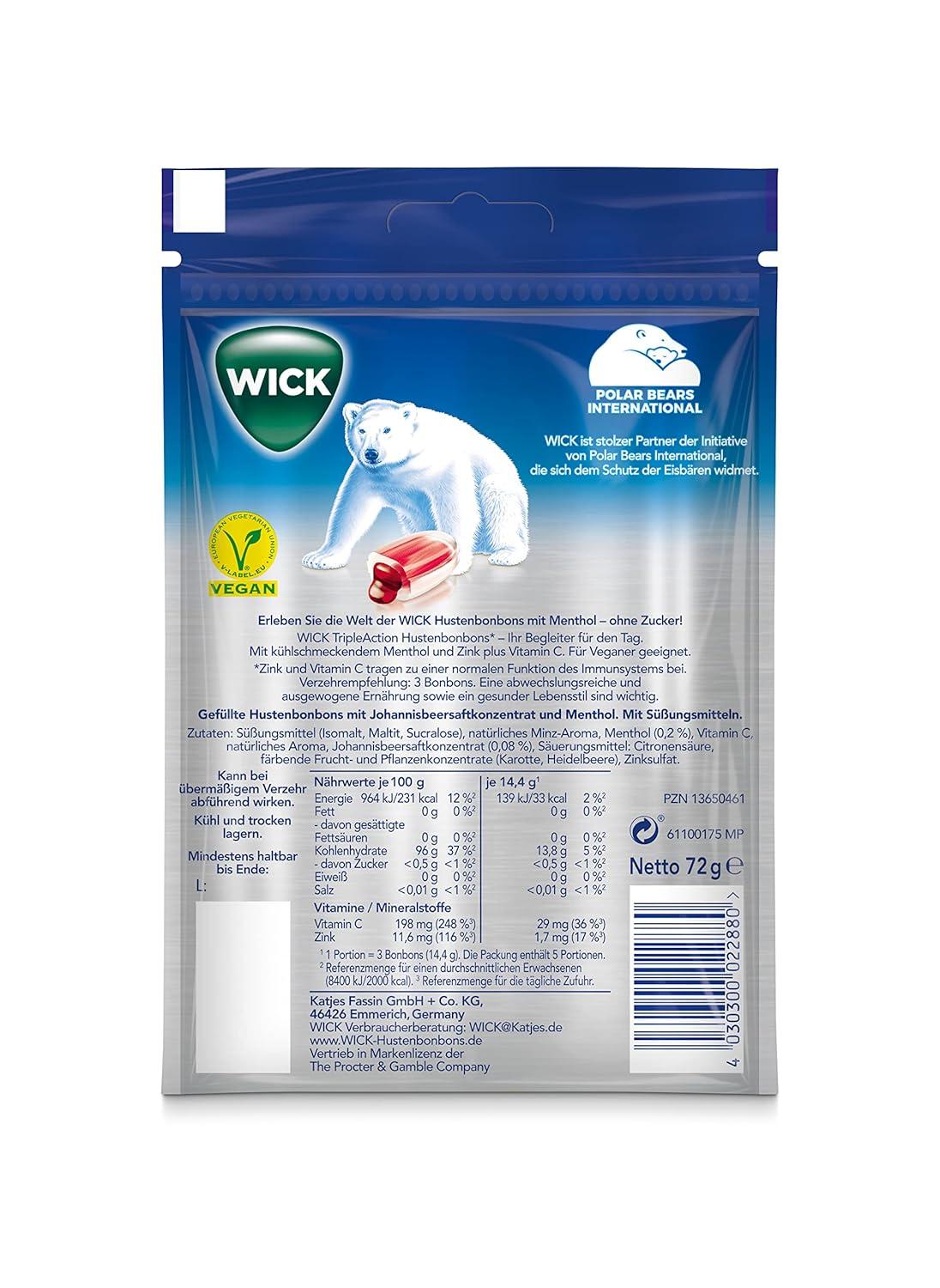 Buy WICK Triple Action Menthol Lozenges - Sugar-Free with Currant Juice ...