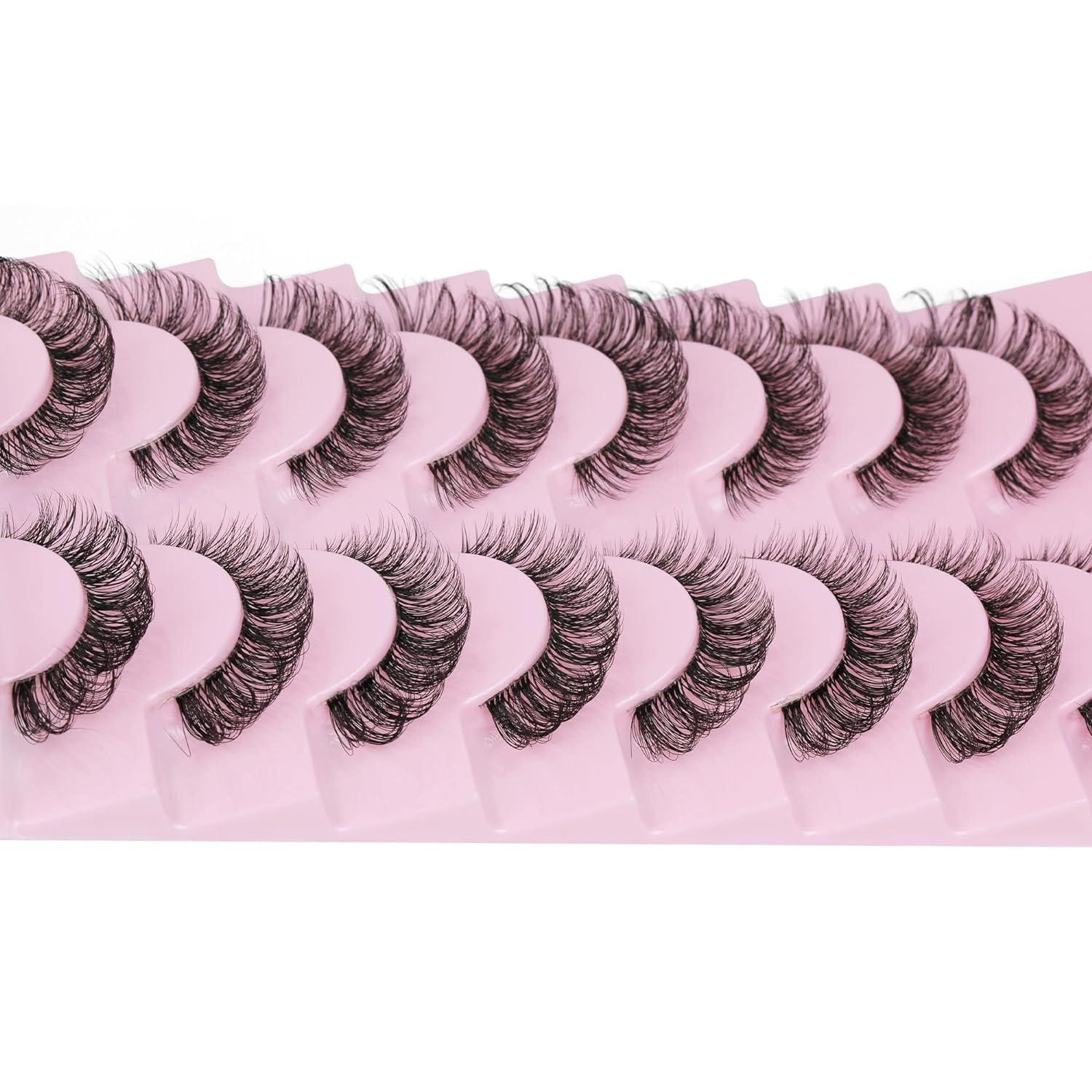 Luxurious Russian Cat Eye Style Strip Lashes - 8 Pairs Natural Look Fluffy Wispy 3D Effect False ...