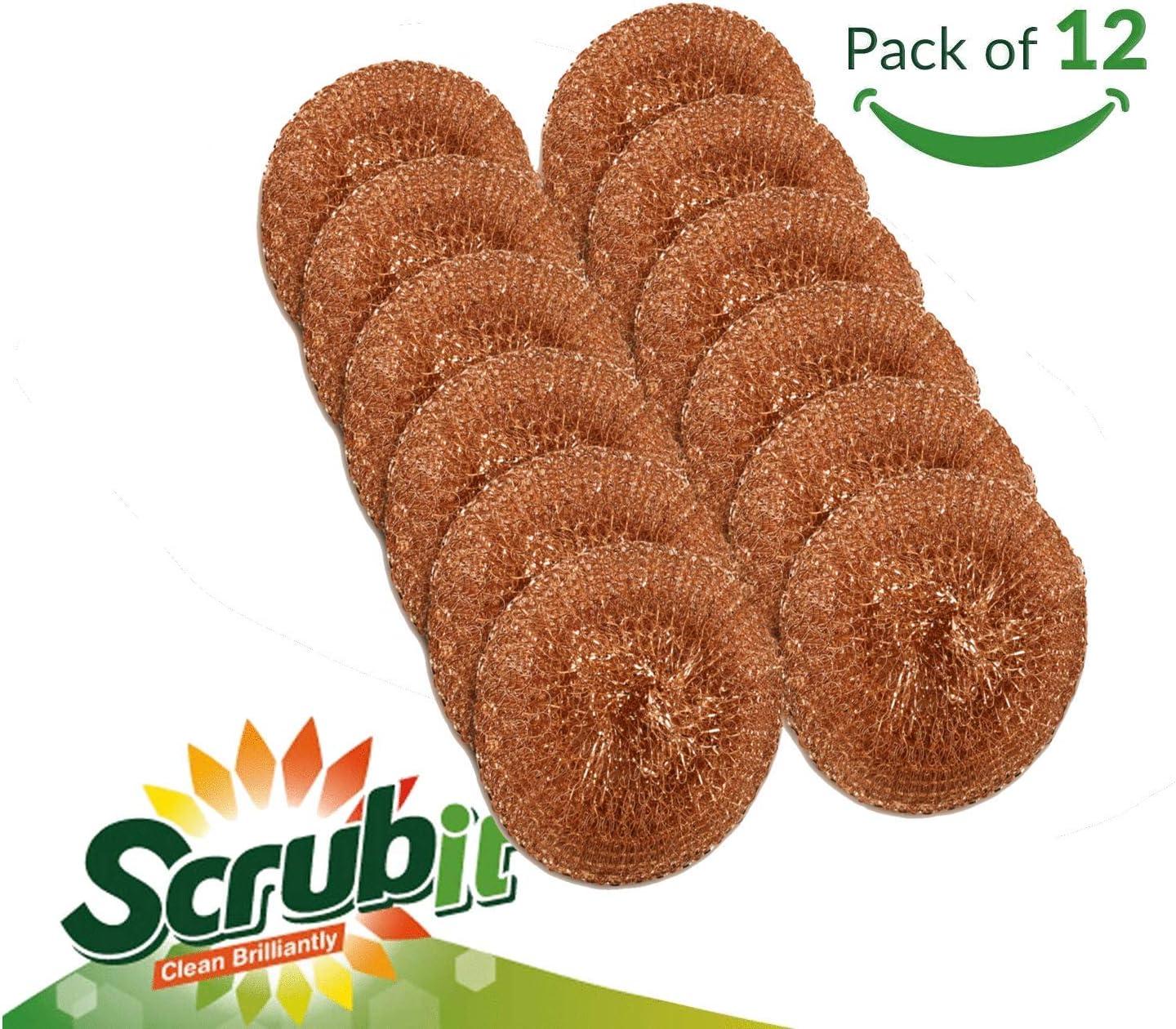 12 Pack Copper Coated Scourers by SCRUBIT - Ideal for Dishes, Pots ...