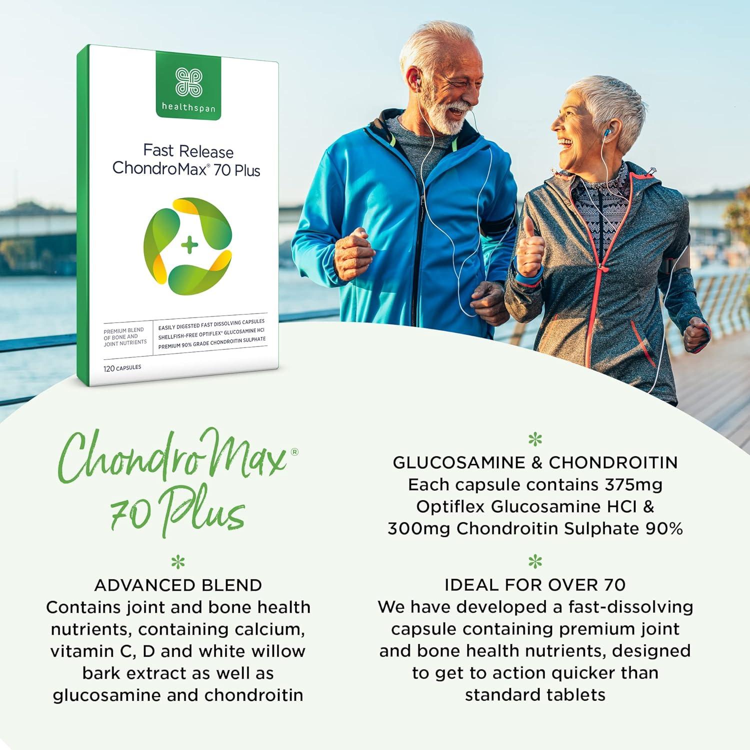 Healthspan Glucosamine & Chondroitin 70 Plus | 120 Capsules | Joint ...