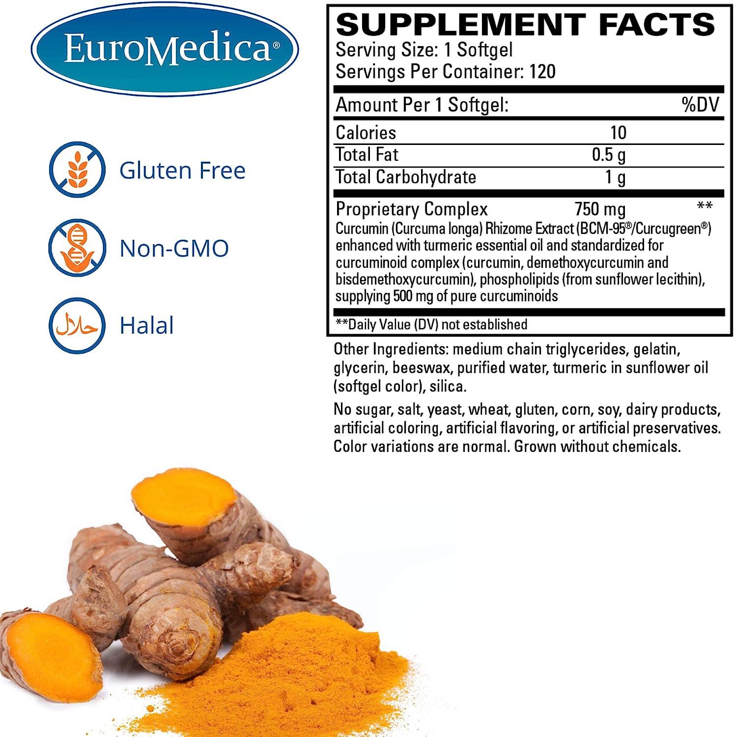 EuroMedica CuraPro 750mg - High Potency Turmeric Curcumin Supplement ...