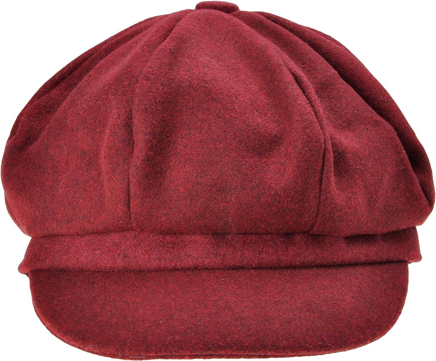 Women's Burgundy Newsboy Cap - Classic 8 Panel Gatsby Cabbie Hat | Buy ...