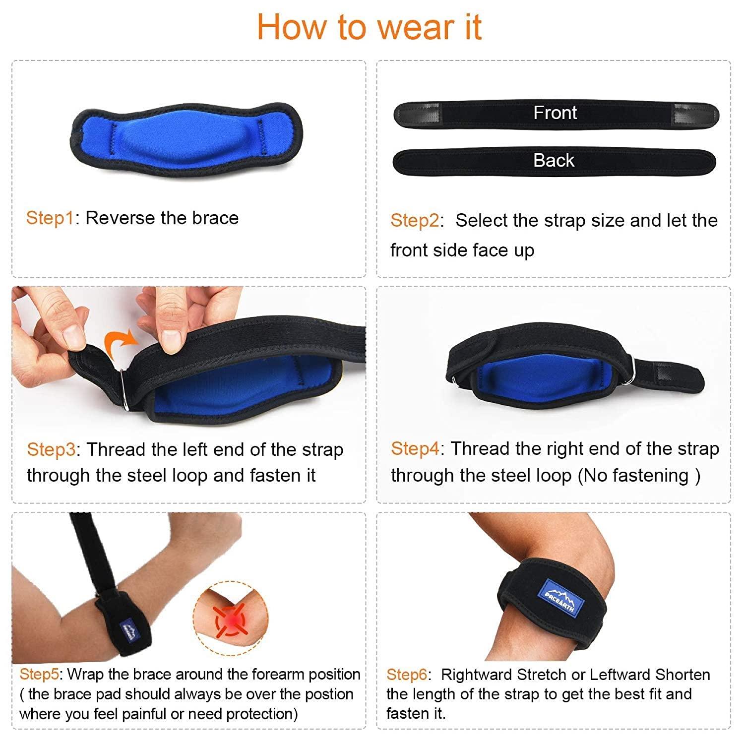 Tennis Elbow Brace with Metal Buckle Compression Pad - 2-Pack ...