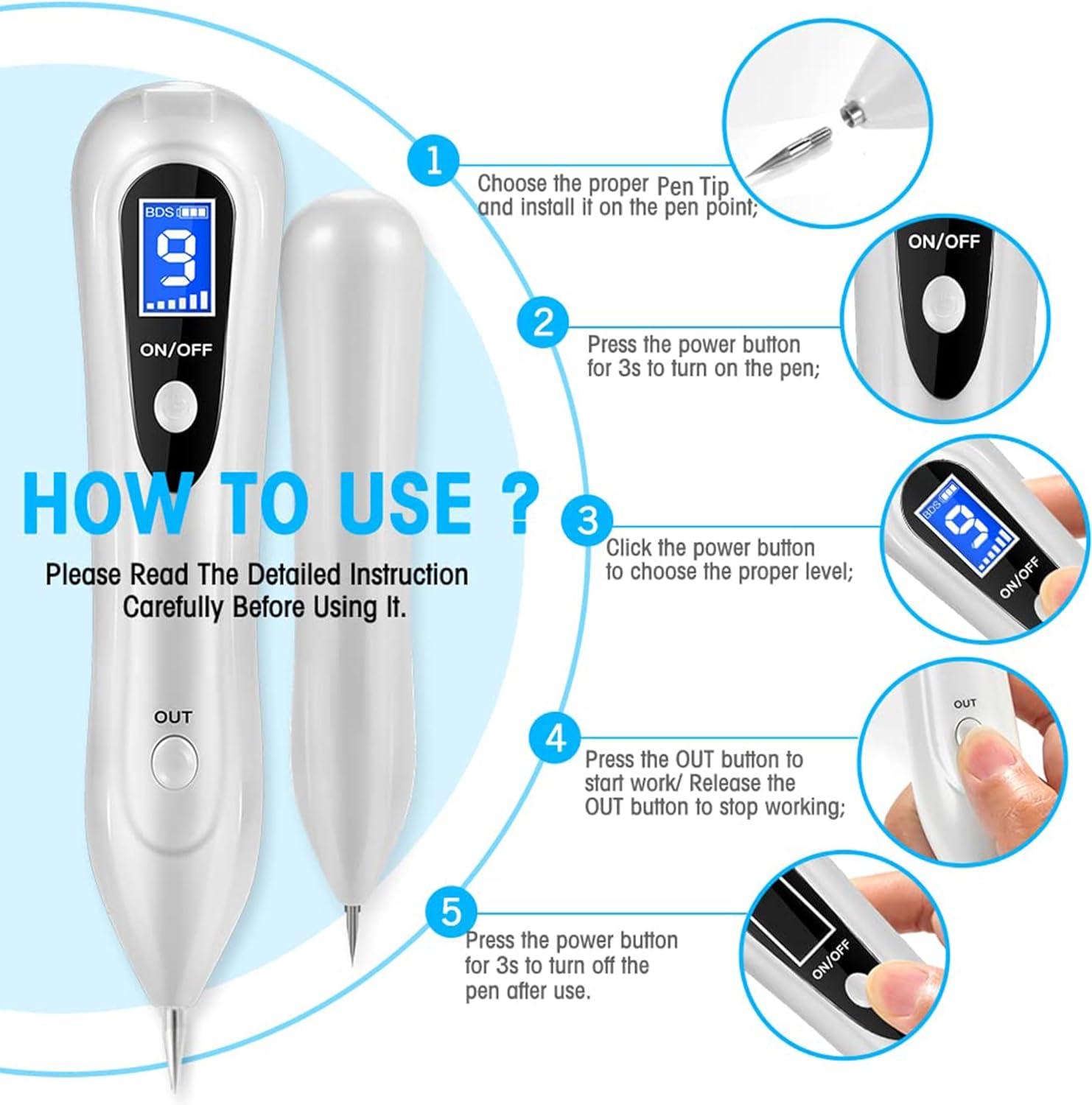 LARALA Skin Tag Removal Pen Skin Tag Removal Kit Mole Remover with 9 ...