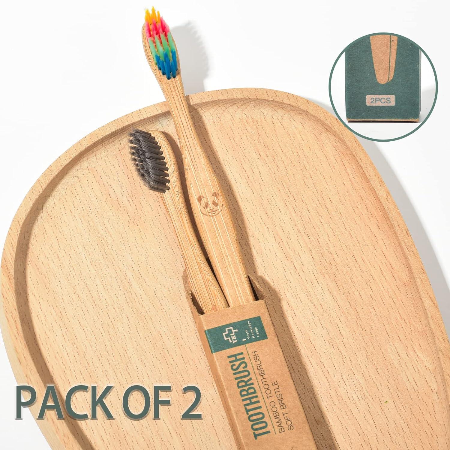 12 Pack Bamboo Toothbrushes - Eco-Friendly Biodegradable Charcoal ...