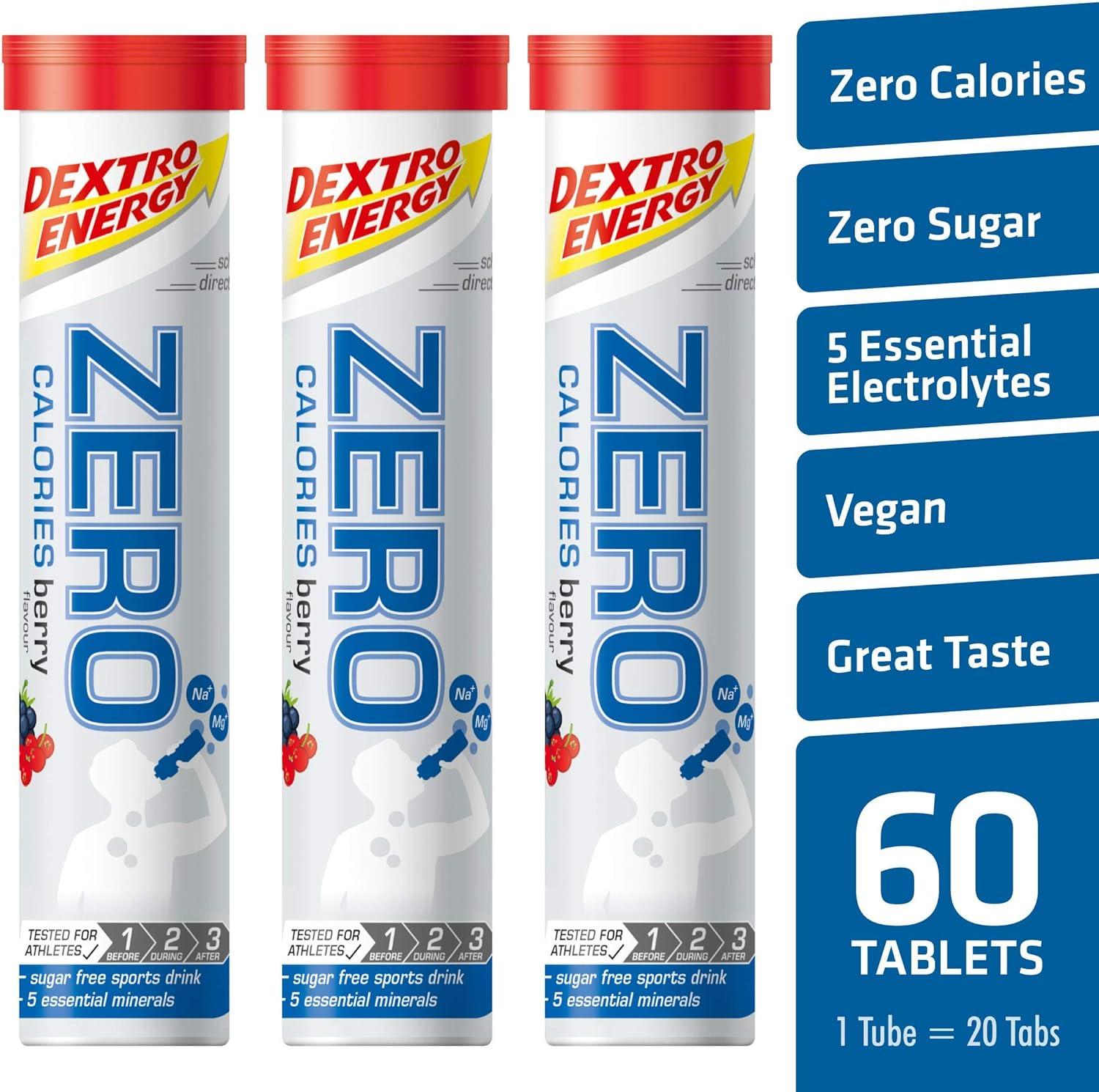 Dextro Energy Zero Calories Berry Electrolyte Drink | 3 Tubes 60 ...