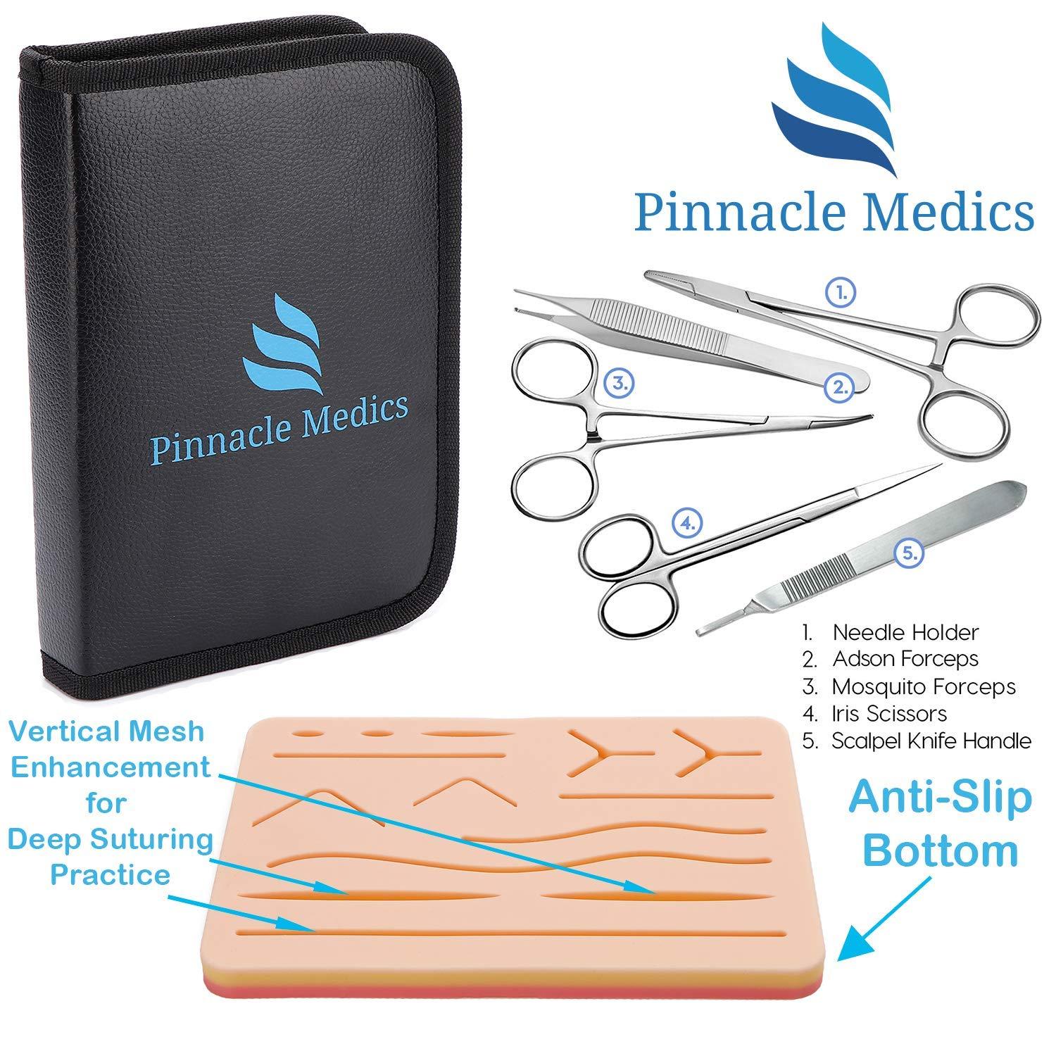 Suture Kit for Medical Students - 24 Mixed Sutures Thread with Needle | Practice Pad and Tool ...