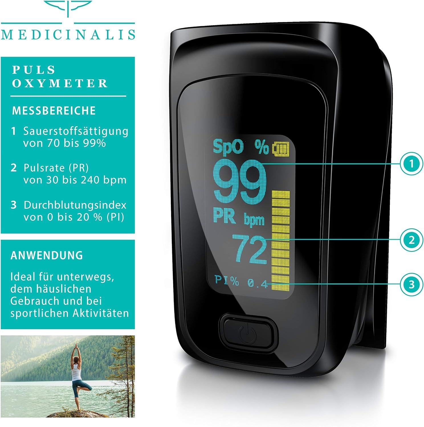 Medicinalis Finger Pulse Oximeter - Accurate SPO2 Heart Rate & PI ...