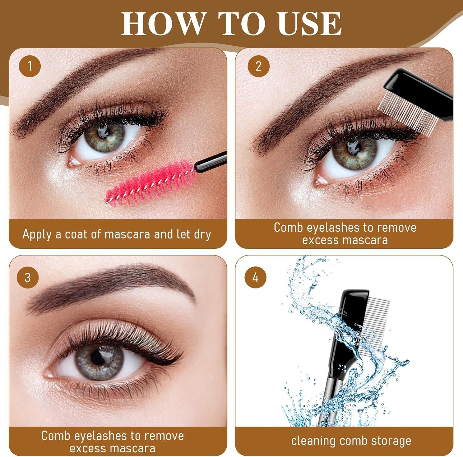 Metal Eyelash Comb Eyelash Brush with Stainless Steel Tooth and Wooden ...