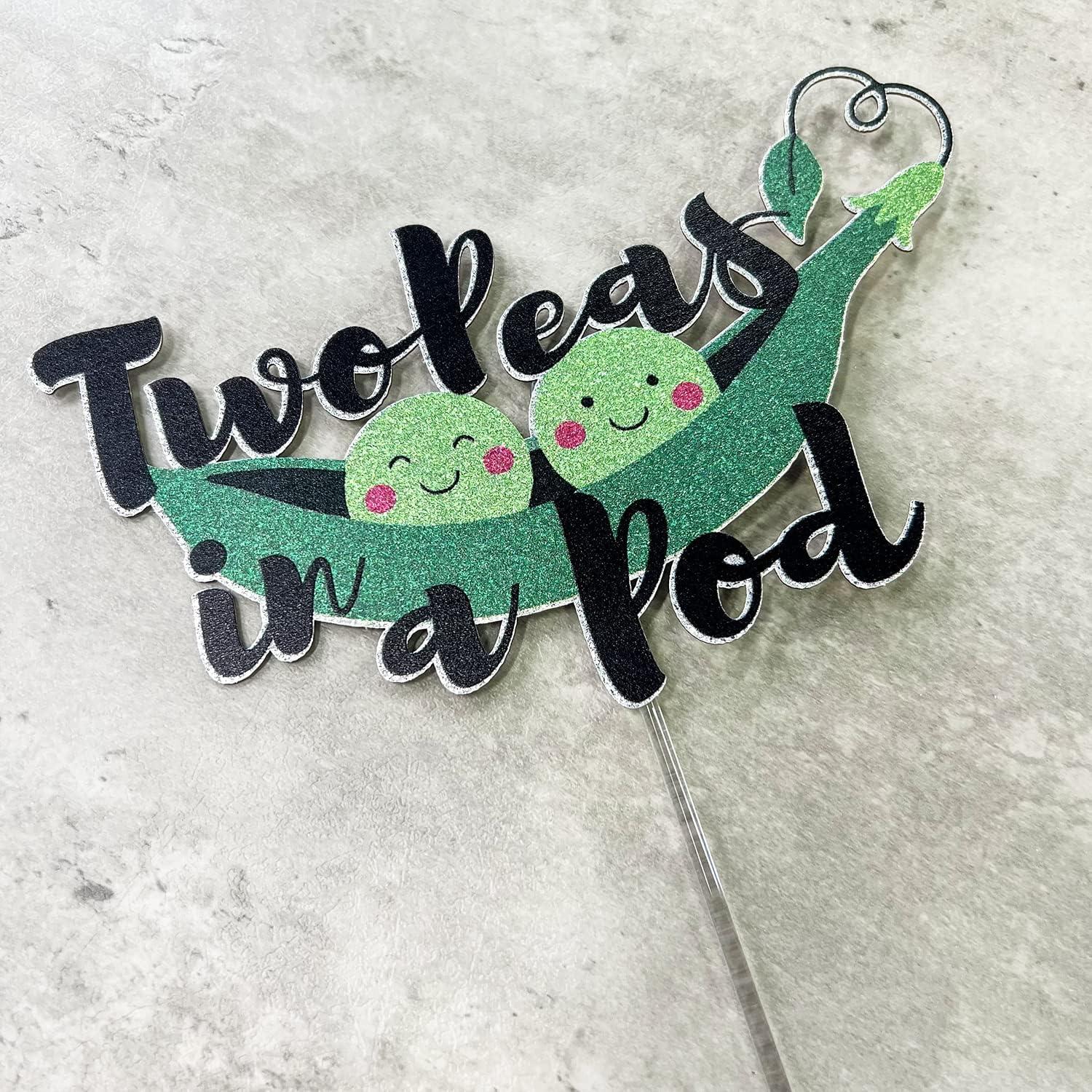 Two Peas in a Pod Cake Topper Pea Twins Cake Topper Twins Baby Shower ...