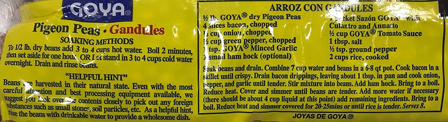 Goya Pigeon Peas 14 oz (Pack of 6) - Gandules 14 oz Bags - Authentic ...