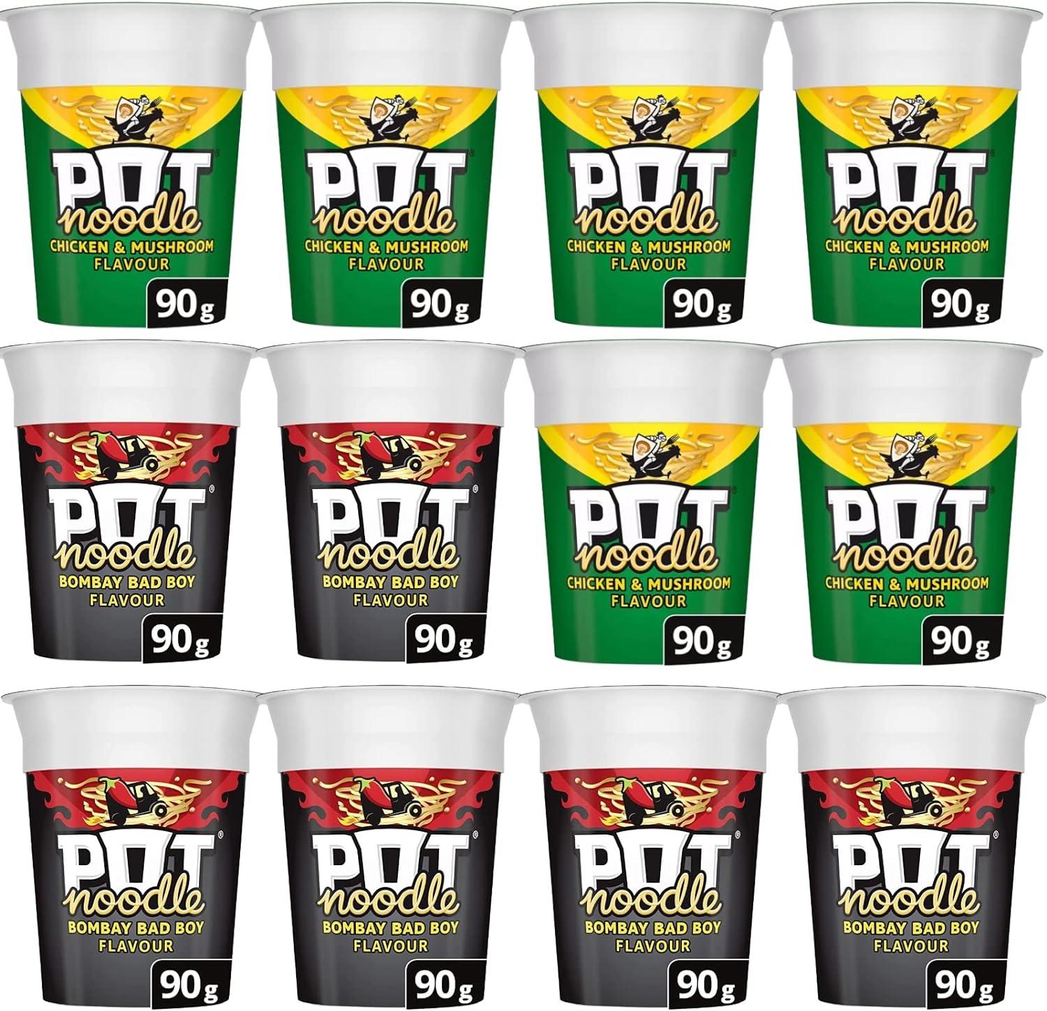 Noodles Multipack of 12 With 6x Pot Noodle Chicken & Mushroom 90g And ...