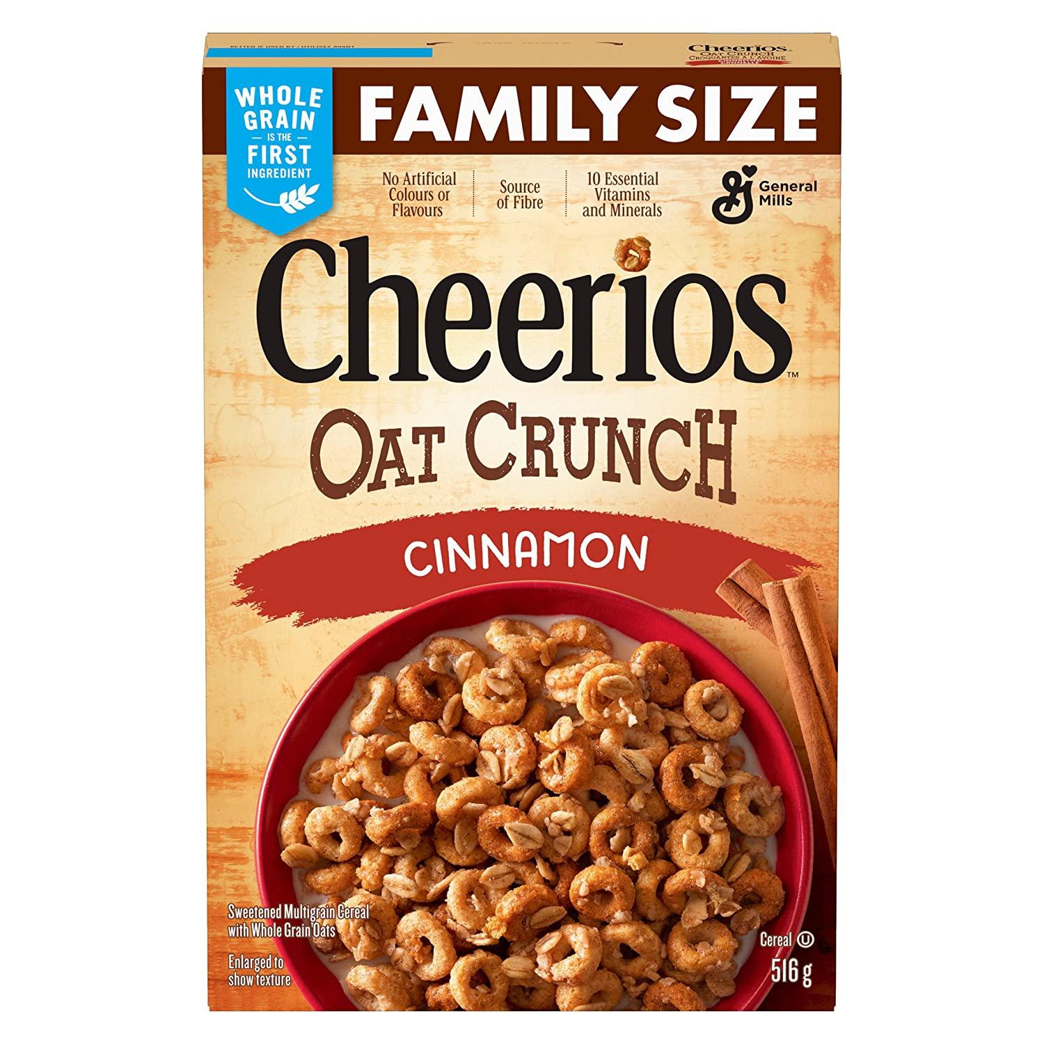 Cheerios Oat Crunch Cinnamon Cereal 516g/18.2 oz. - Imported from Canada