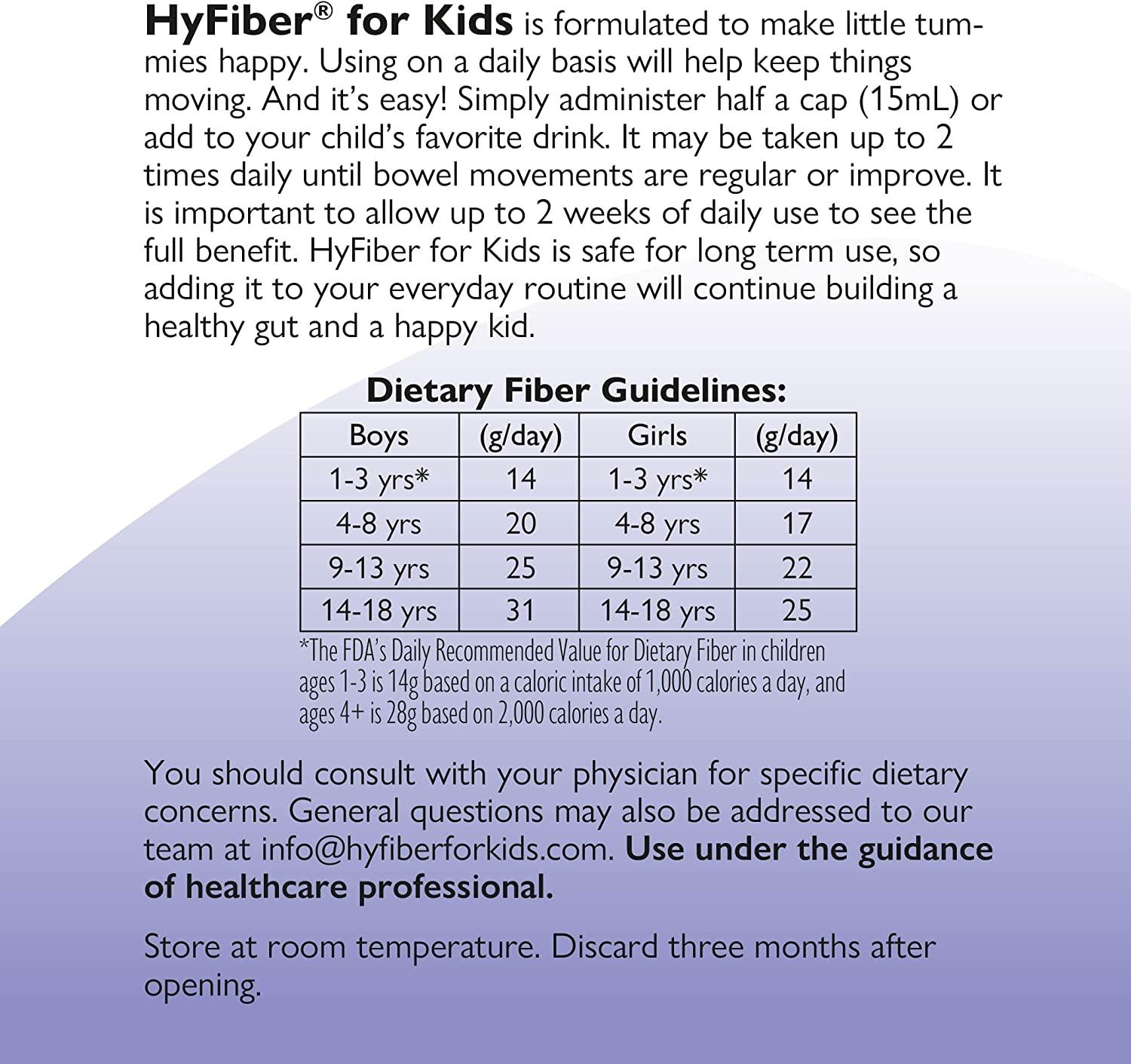 HyFiber Liquid Fiber for Kids in Only One Tablespoon Supports ...