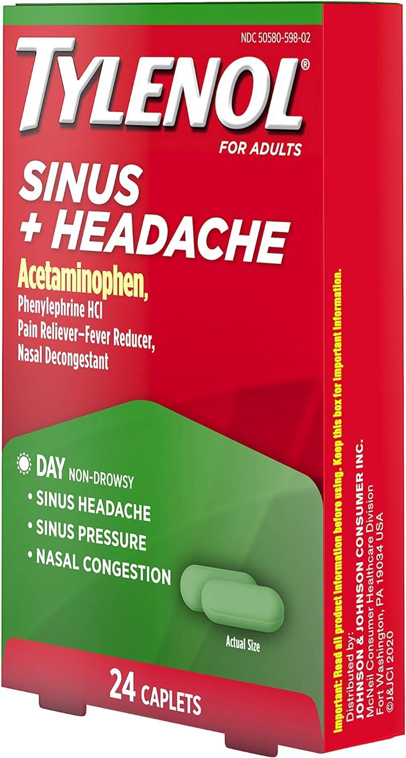 Tylenol Sinus + Headache Non-Drowsy Daytime Caplets 24 ct - Fast Relief ...