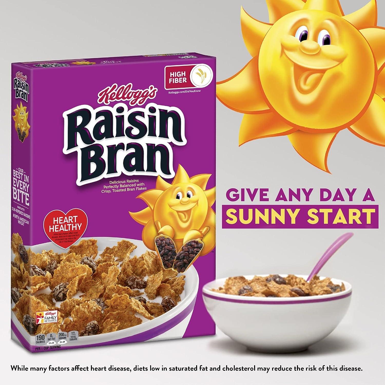 Kellogg's Raisin Bran High-Fiber Cereal 16.6oz Box - Heart Healthy ...