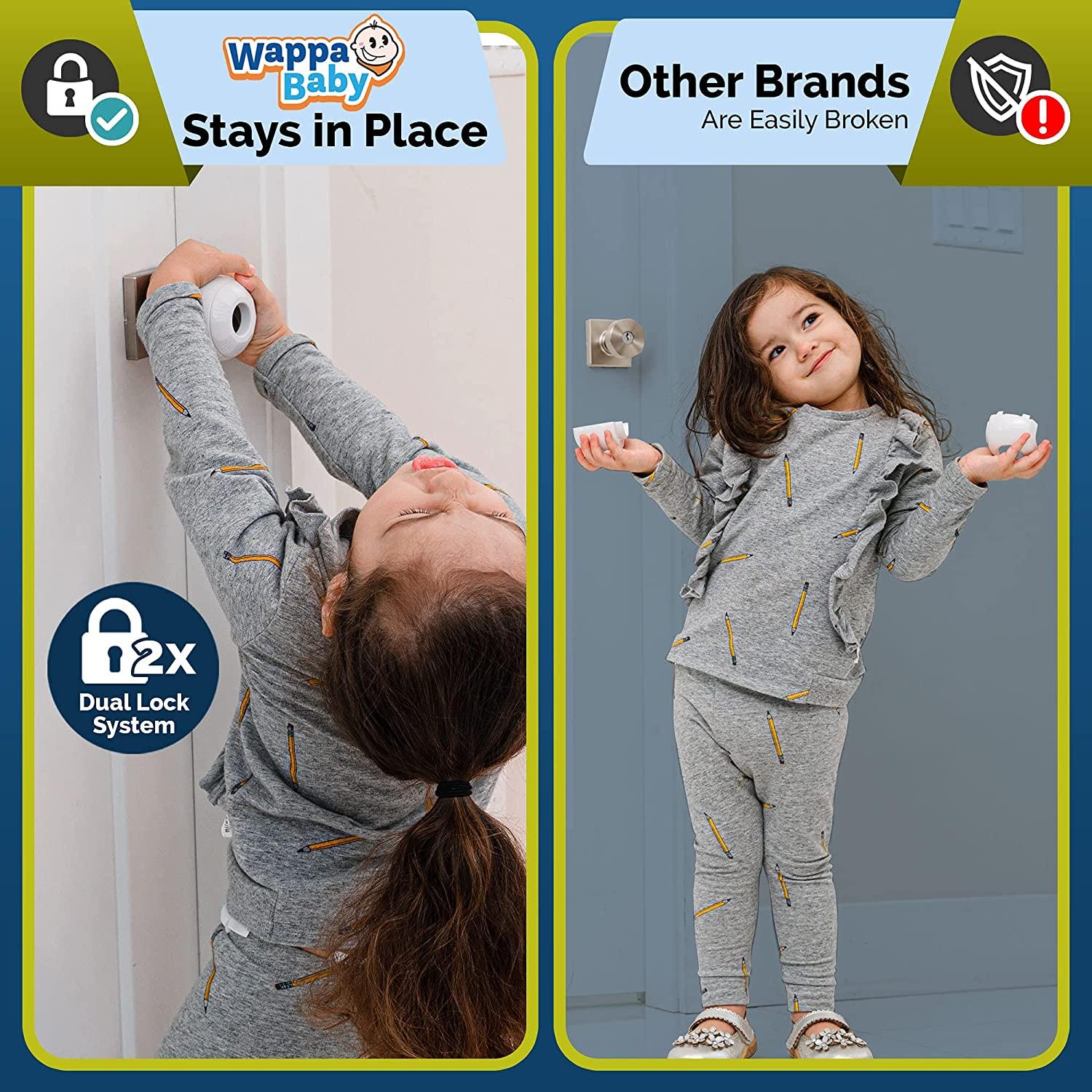 Child Safety Door Knob Cover (4 Pack) | Dual-Lock Handle Covers for ...
