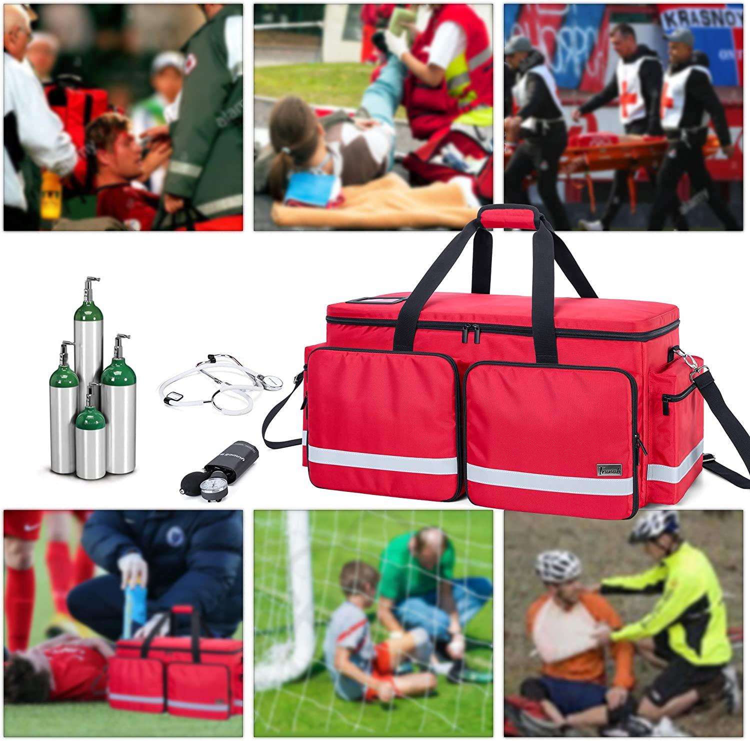 Trunab Emergency Medical Bag for Oxygen Tank - Red First Responder ...