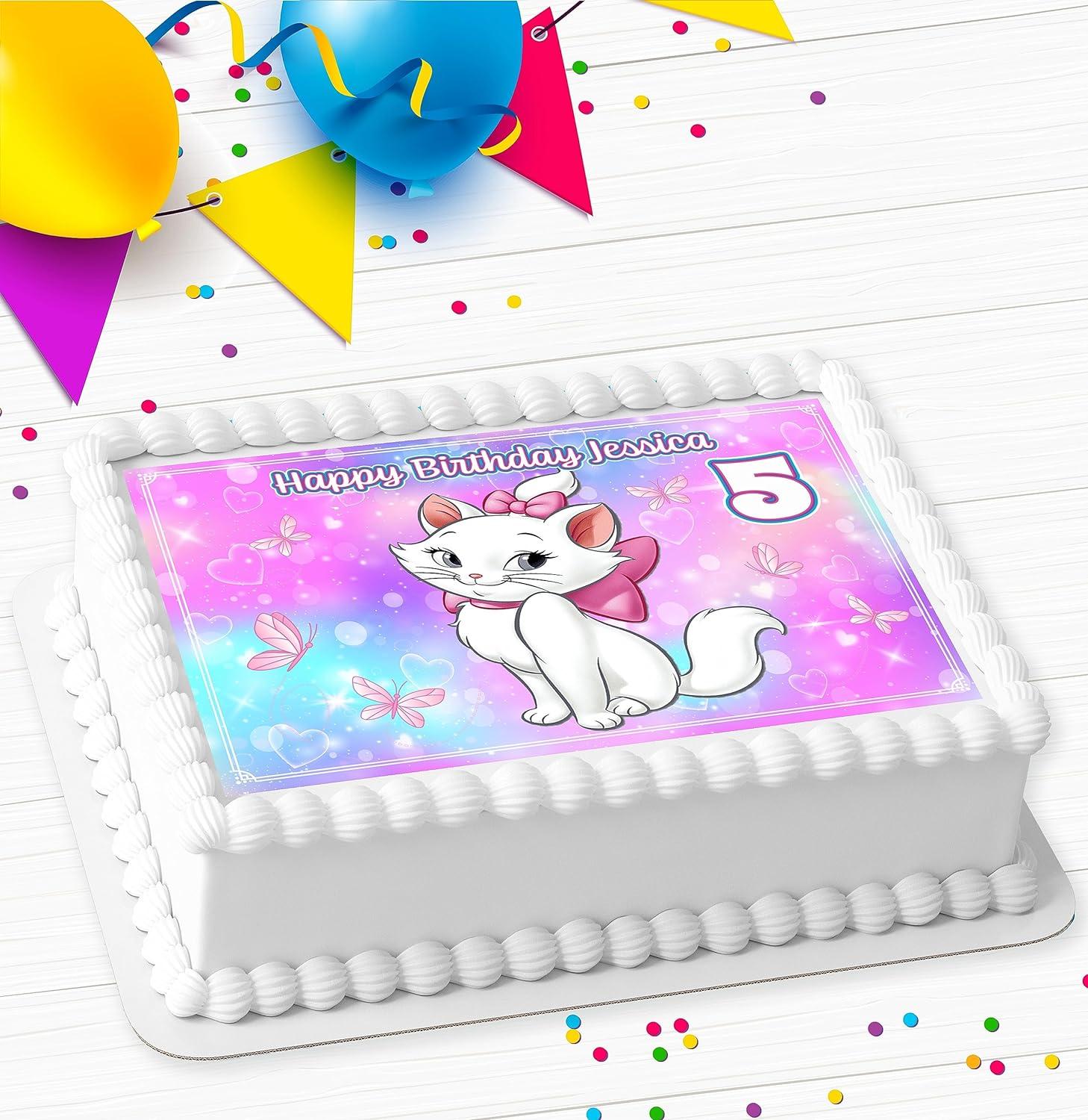 MARIE CAT PERSONALISED BIRTHDAY PARTY ICING EDIBLE COSTCO CAKE TOPPER ...