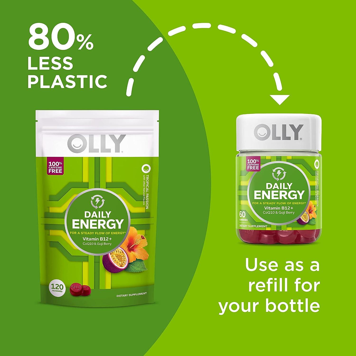 OLLY Daily Energy Gummy - Caffeine Free, Vitamin B12, CoQ10, Goji Berry ...