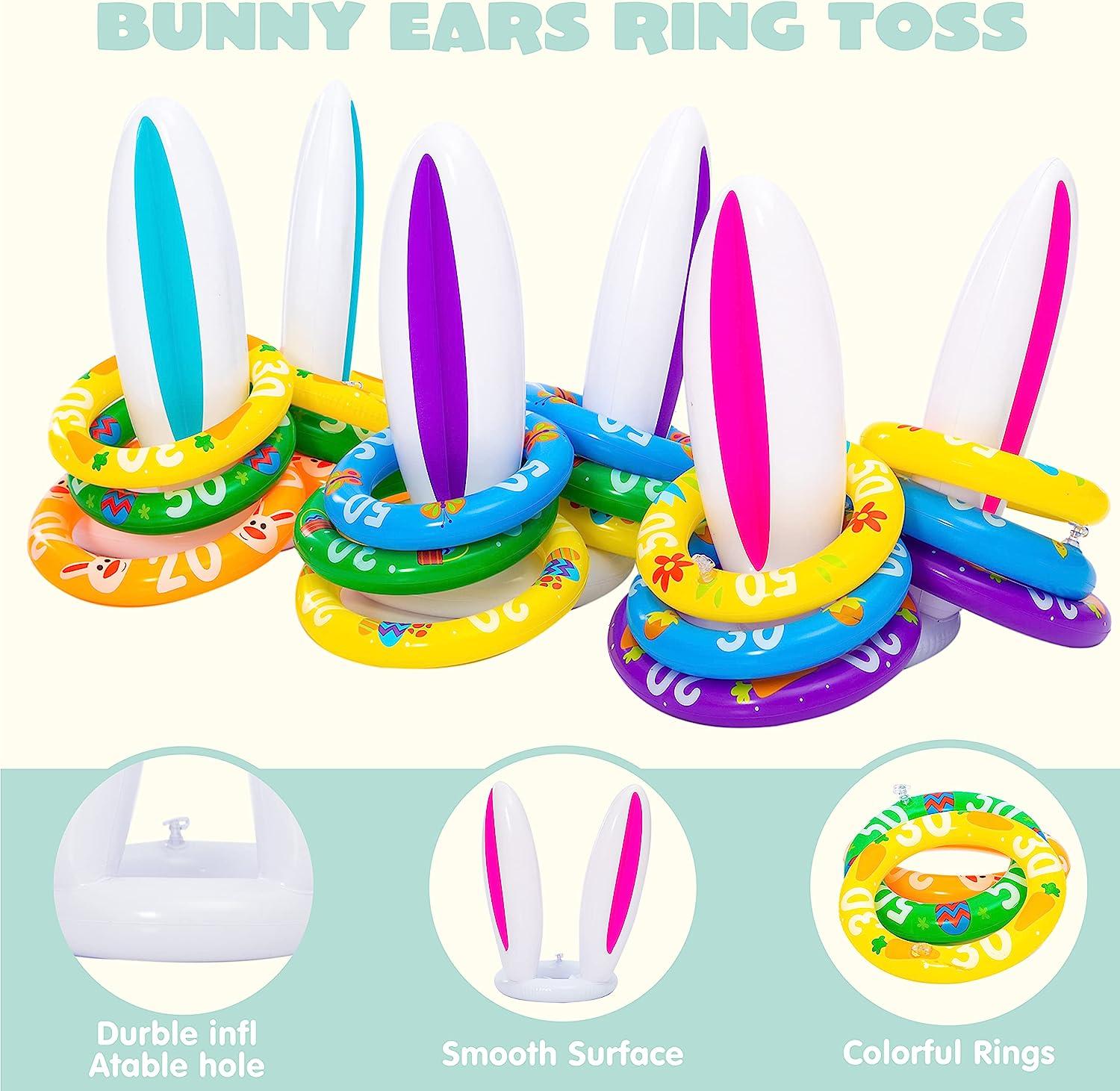 JOYIN Inflatable Bunny Ear Ring Toss Game - 3 Sets with 18 Rings, Blue ...