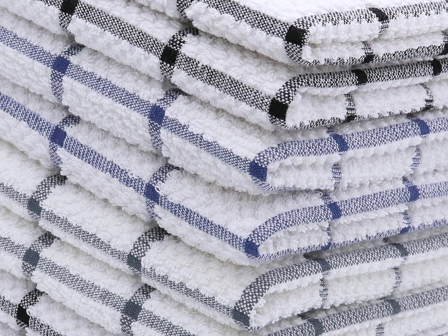 Cotton Grid Dish Cloths, Terry Cleaning Rags, 12 x 12 Inches, Light and ...