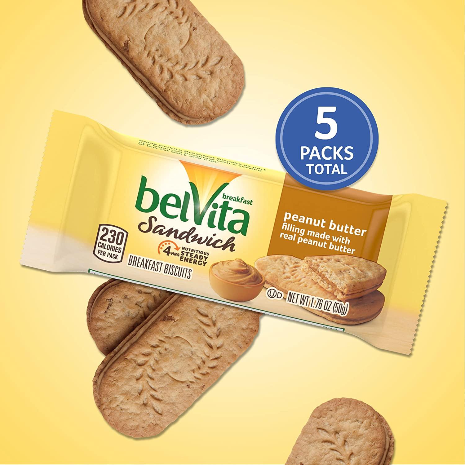 belVita Peanut Butter Breakfast Biscuits - 10 Sandwiches (1.76 oz each ...