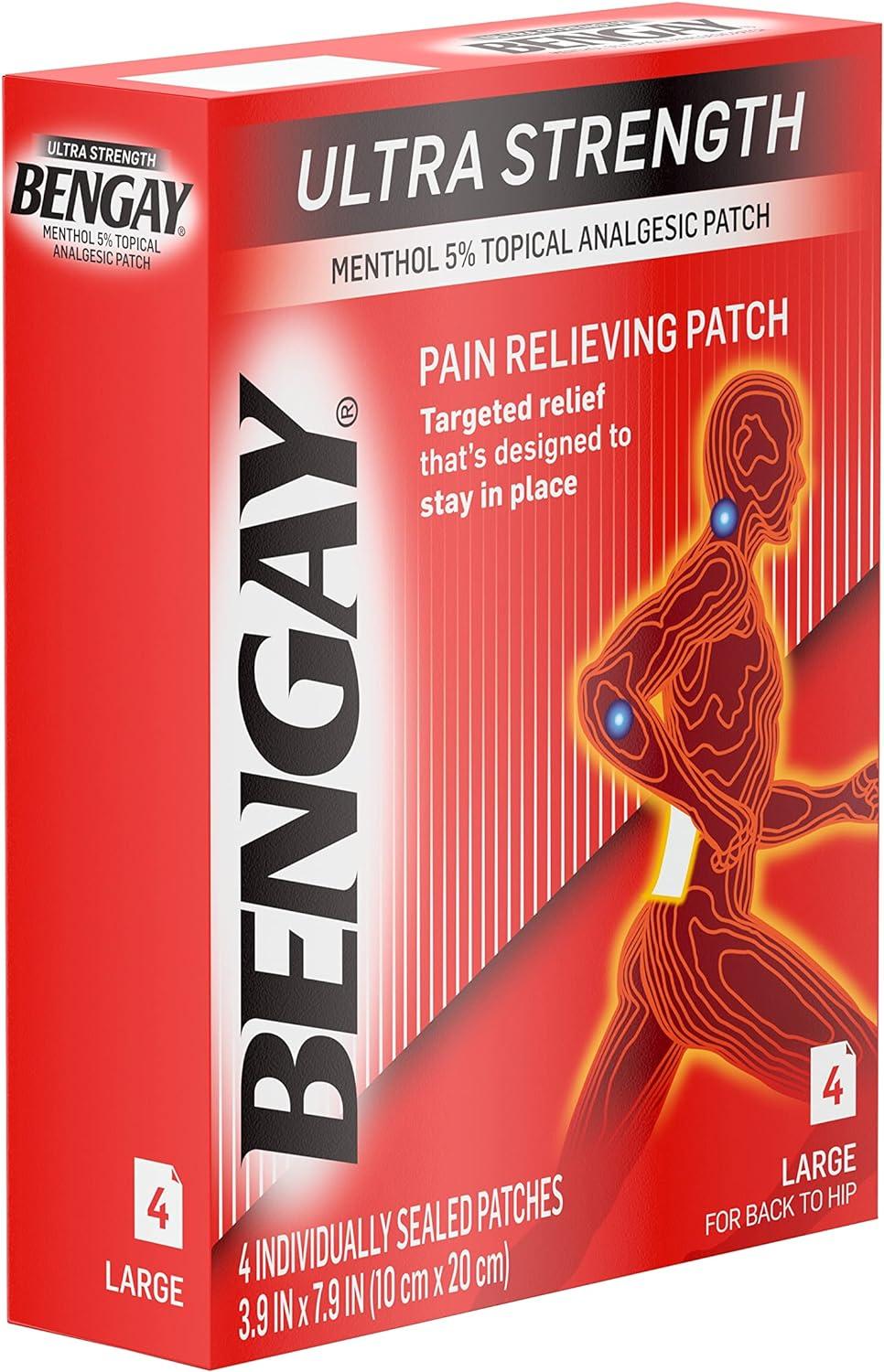 BENGAY Ultra Strength Pain Relieving Patches - Large Size, 4 Each (Pack ...
