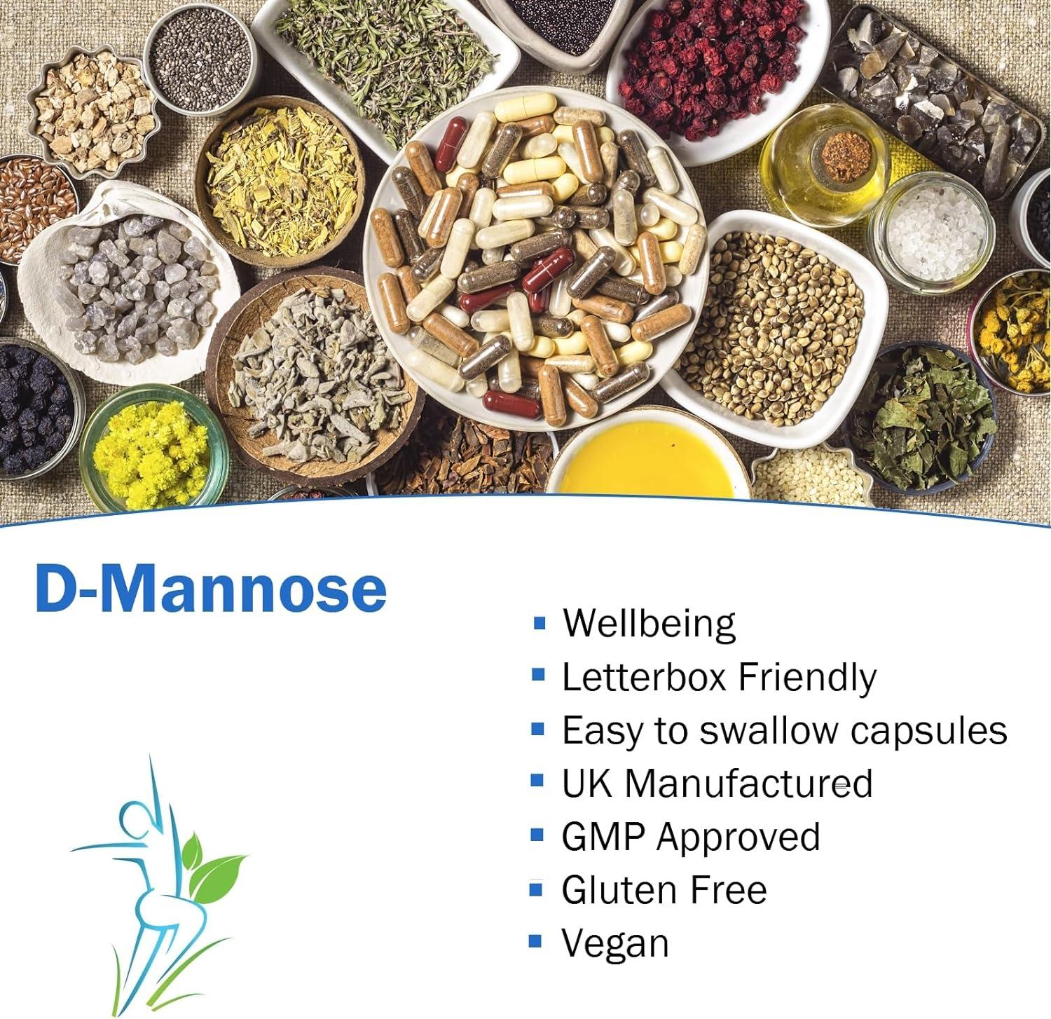 D-Mannose 90 Capsules Supports Healthy Urinary Bladder Tract Cystitis Relief UTI 1500mg Daily ...