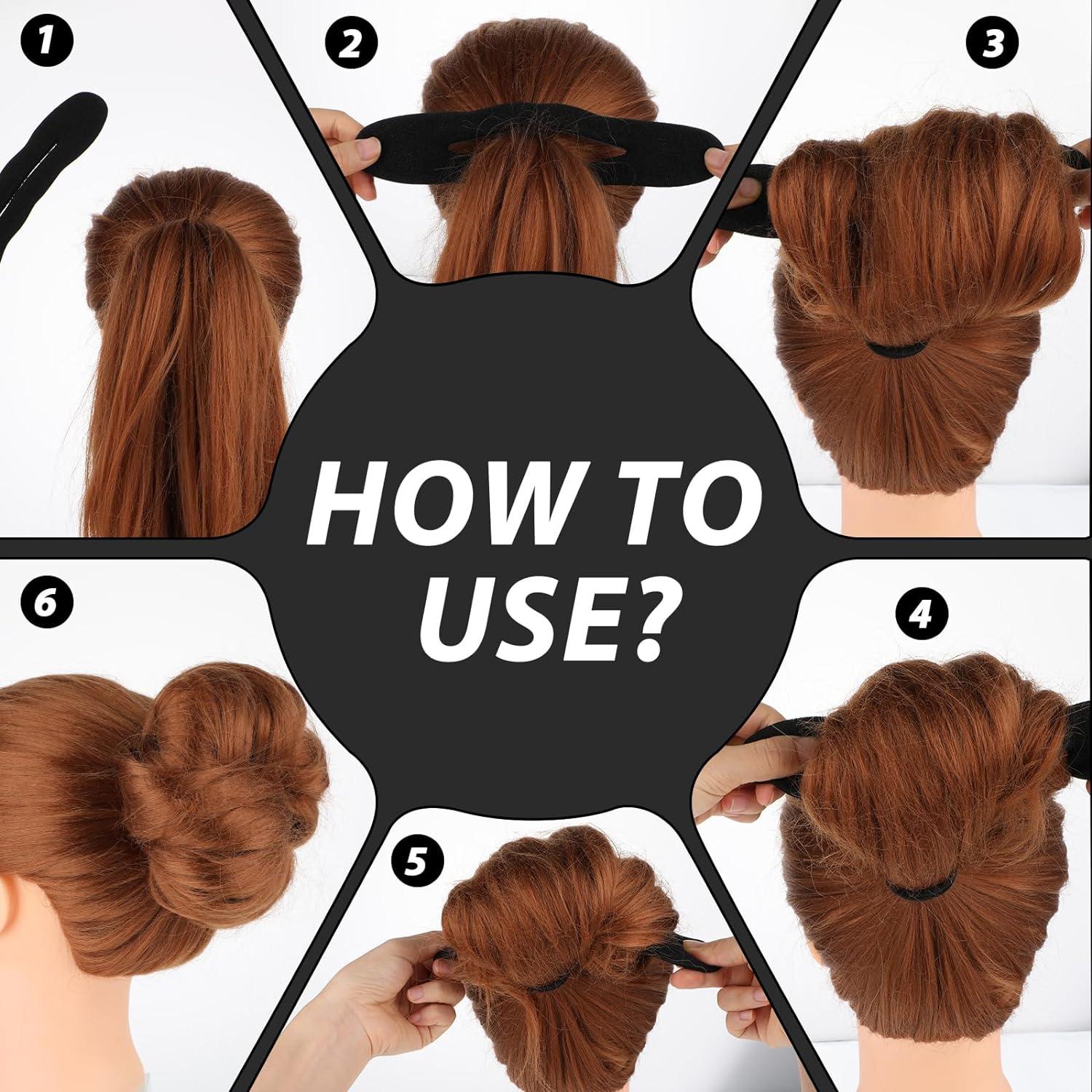 15Pcs Hair Bun Maker Hair Donut Bun Maker Set Easy Magic Snap Roll ...