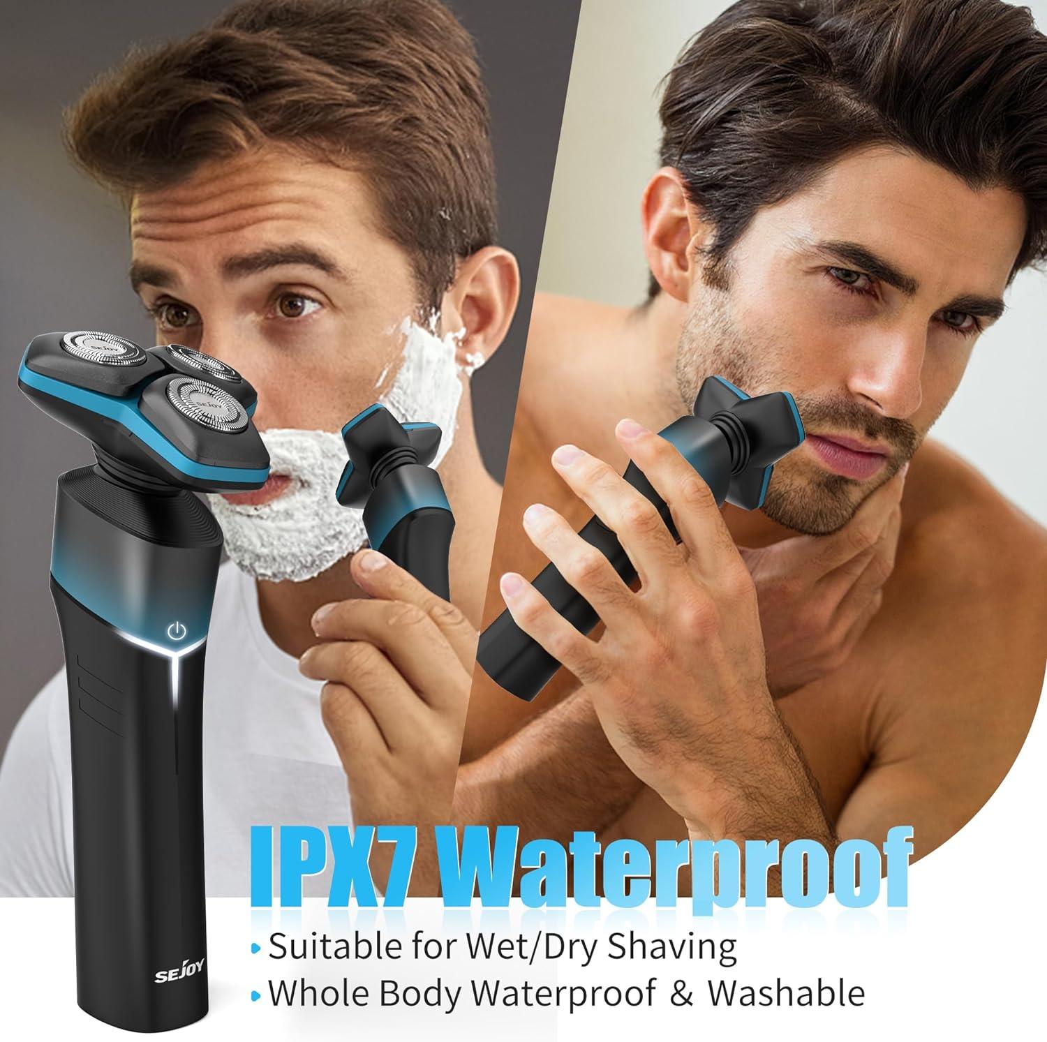 5-in-1 Electric Rotary Shaver for Men - IPX7 Waterproof, Rechargeable ...
