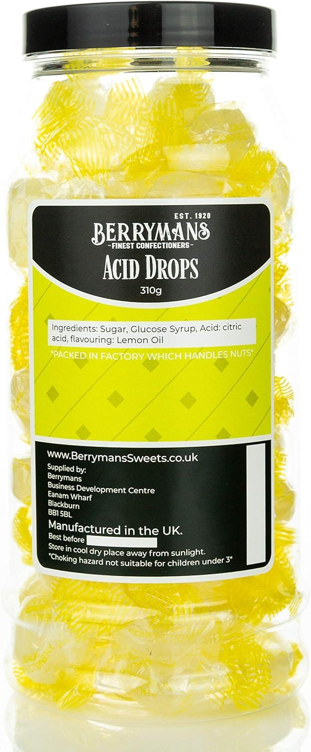 Original Lemon Acid Drops Retro Boiled Sweets Gift Jar by Berrymans ...