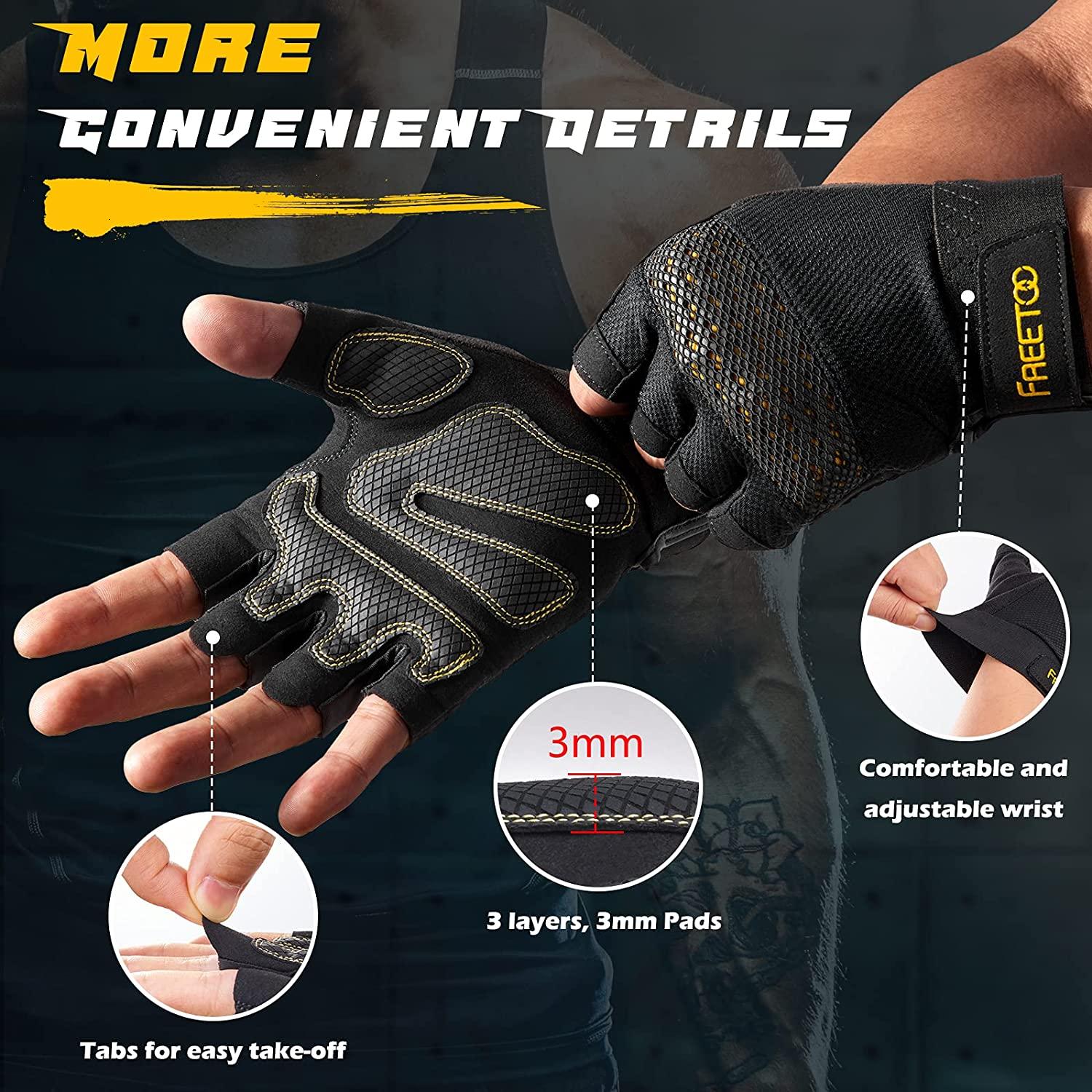 FREETOO 2021 Men's Workout Gloves - Full Palm Protection, Ultra ...