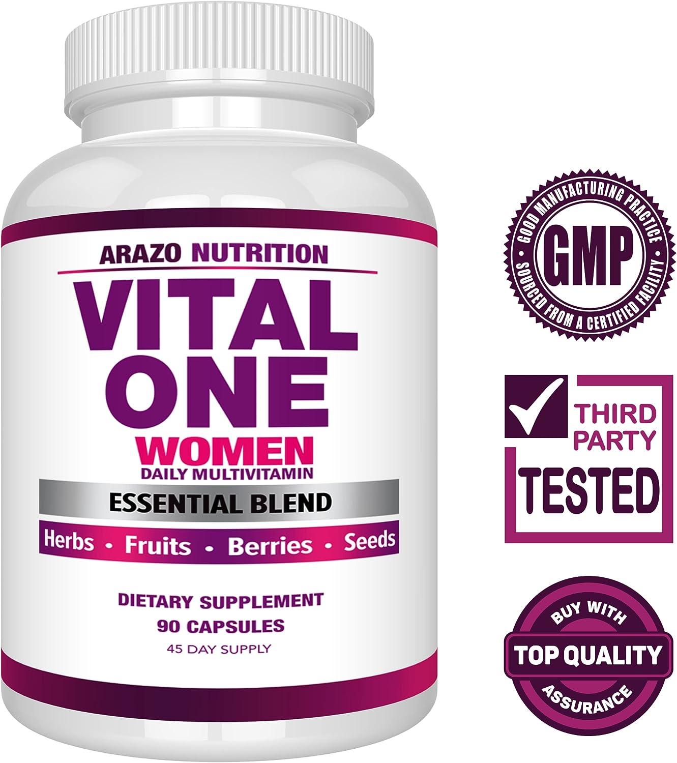 Arazo Nutrition Vital One Multivitamin for Women - 90 Vegan Capsules ...