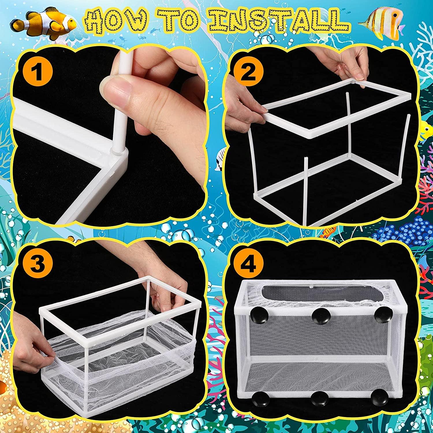 Fish Tank Breeder Net Set - Plastic Frame Hatchery Box for Fry Incubation and Separation in ...