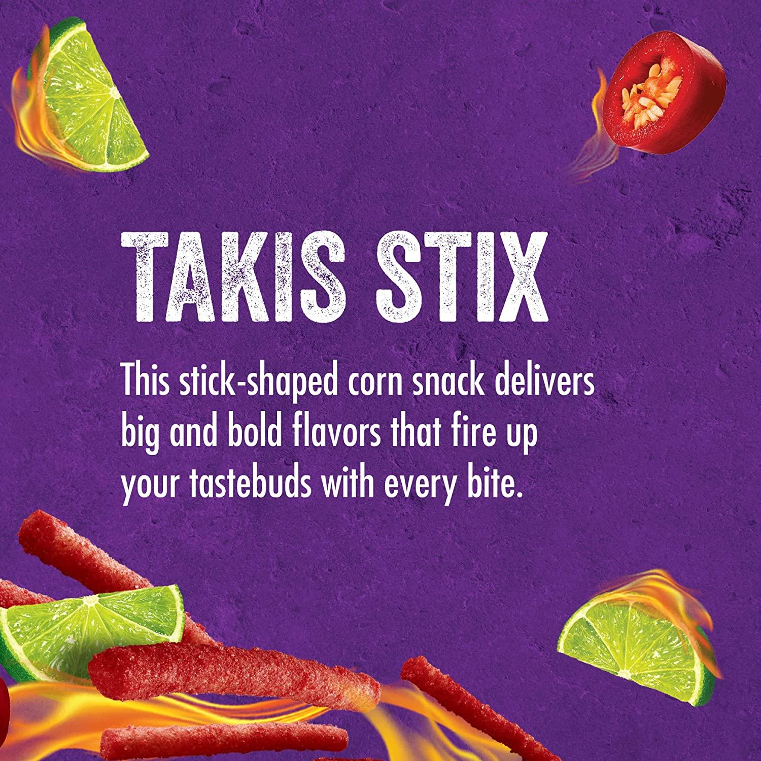 Takis Stix Fuego Corn Sticks 6 Individual Bags, 4oz Each - Hot Chili ...