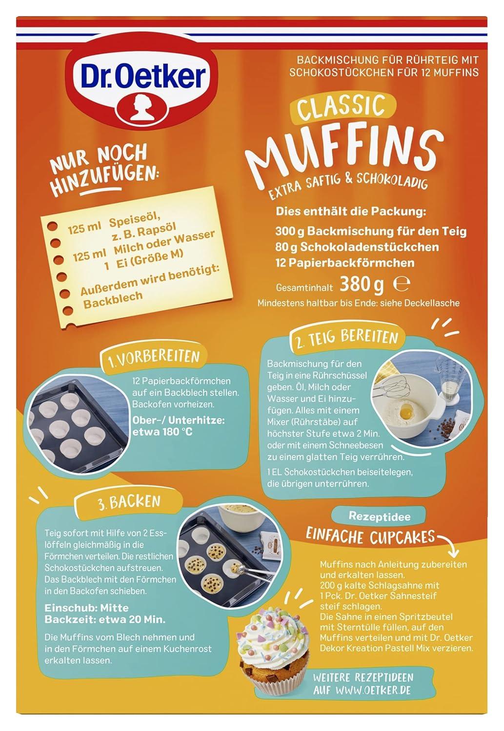 Dr. Oetker 12-Way Muffin Sample Set - Baking Mixes for Chocolate Marble ...