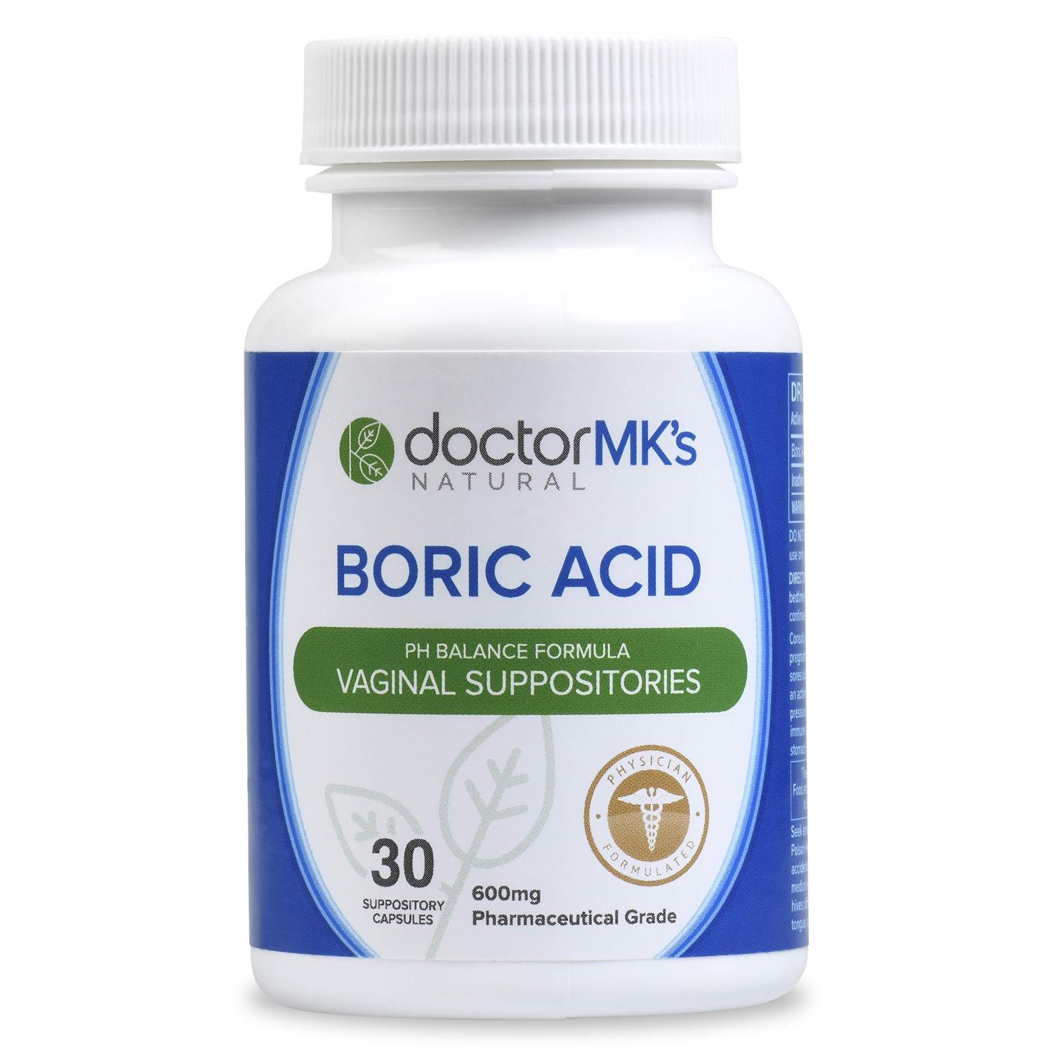 doctor MK's NATURAL Boric Acid Suppositories (600mg) for Healthy ...