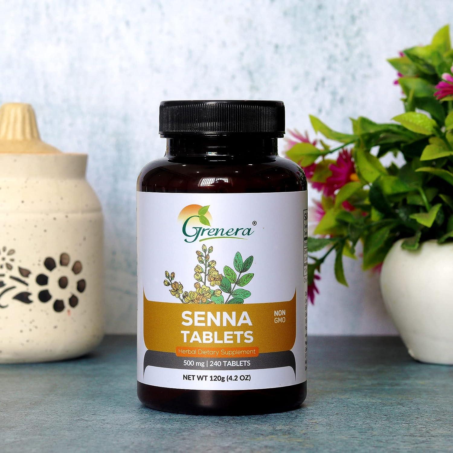 Grenera Senna Tablets 240 Count - Vegan & Kosher Certified Laxative ...