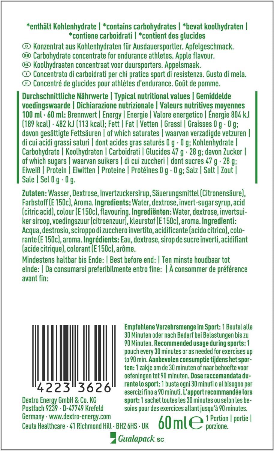 Dextro Energy Liquid Gel Apple - 18x60ml | Energy Gel for Endurance ...