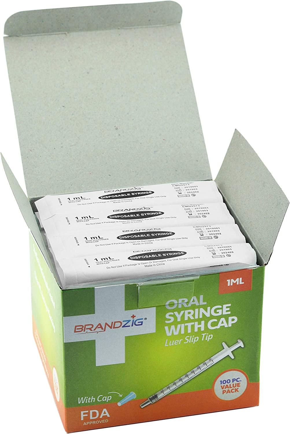 1ml Syringe with Cap (100 Pack) | Oral Dispenser for Infants & Pets ...