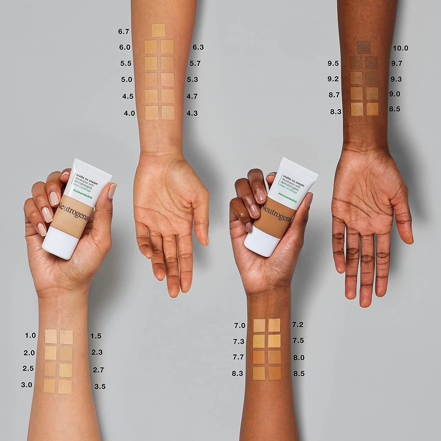 Neutrogena Clear Coverage Flawless Matte CC Cream, Full-Coverage Color ...