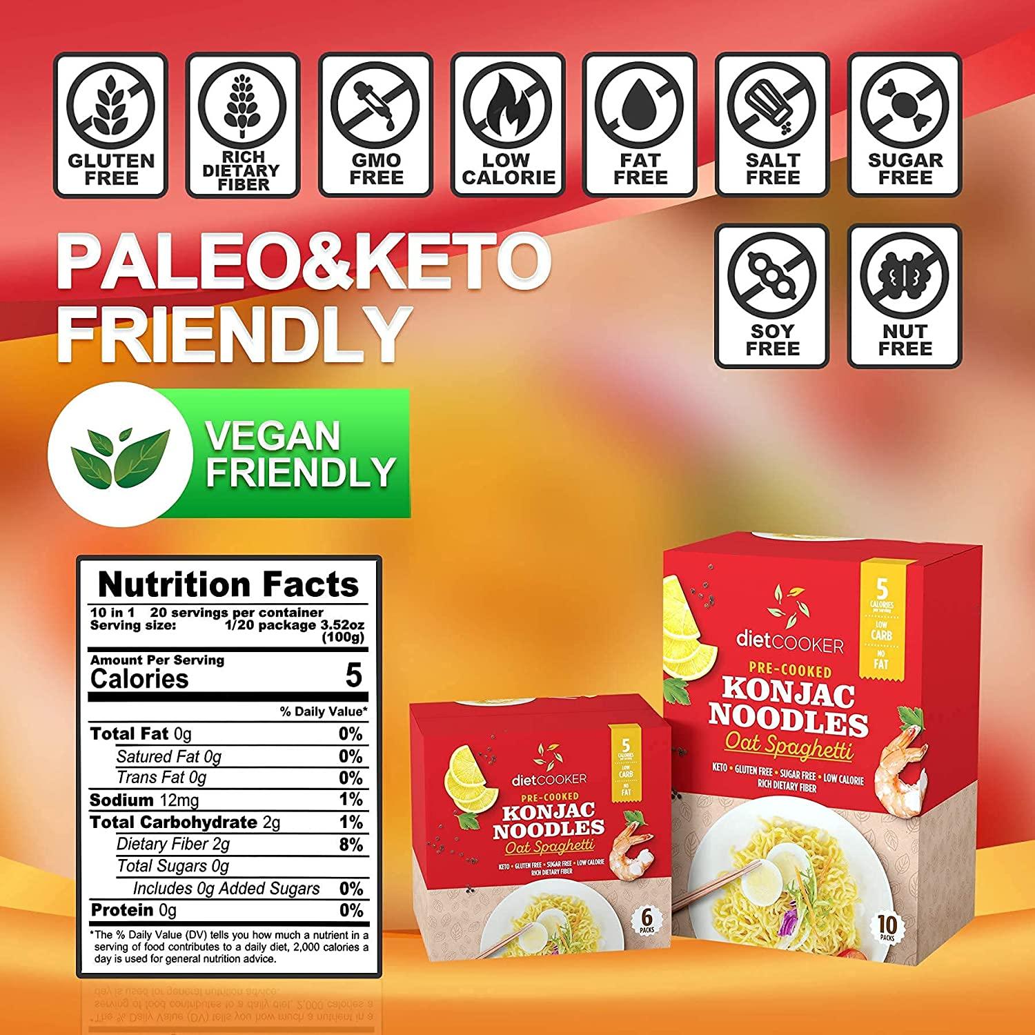 (Pack of 10) DIET COOKER Premium Konjac Noodles - 9.52 oz | Shirataki ...