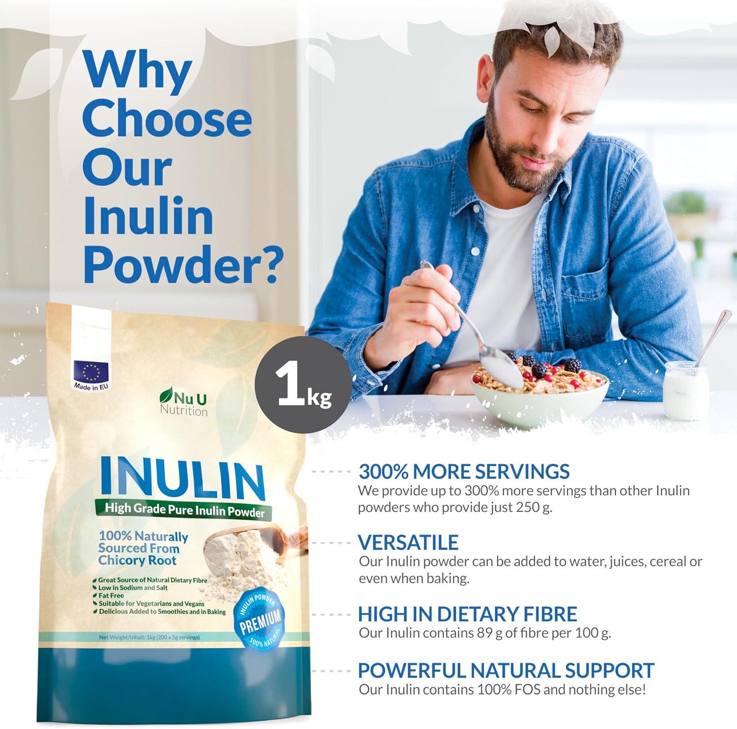 Inulin High Grade Prebiotic Soluble Fibre Powder - 1kg - Made in EU ...