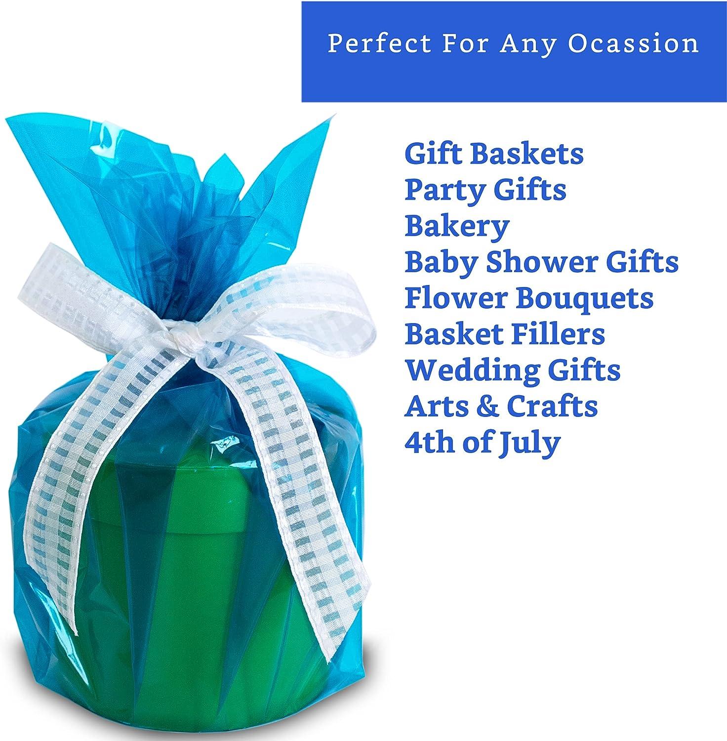 200 ft Blue Cellophane Wrap Roll (16 in x 200 ft) - Colored Cellophane ...