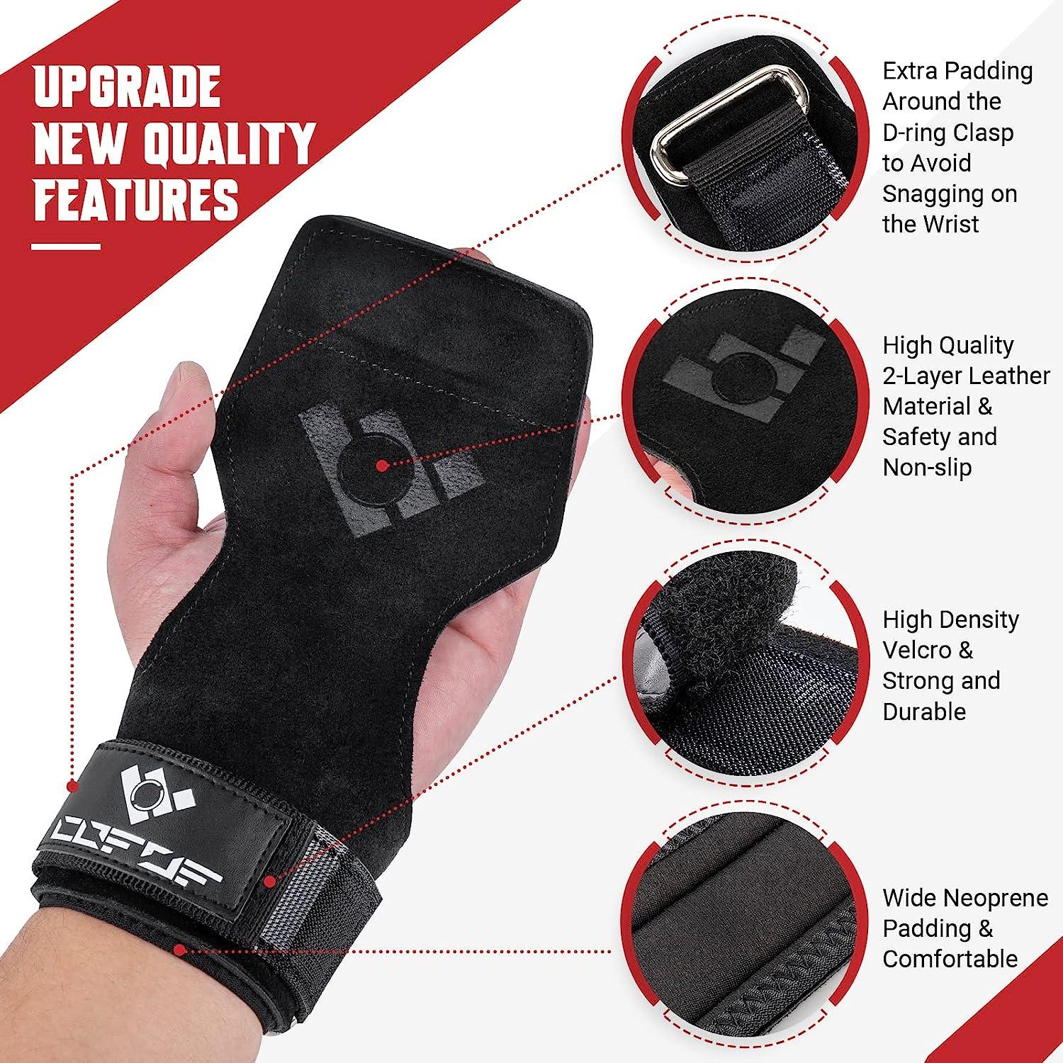 COFOF Double Layer Leather Weightlifting Wrist Straps for Deadlift ...