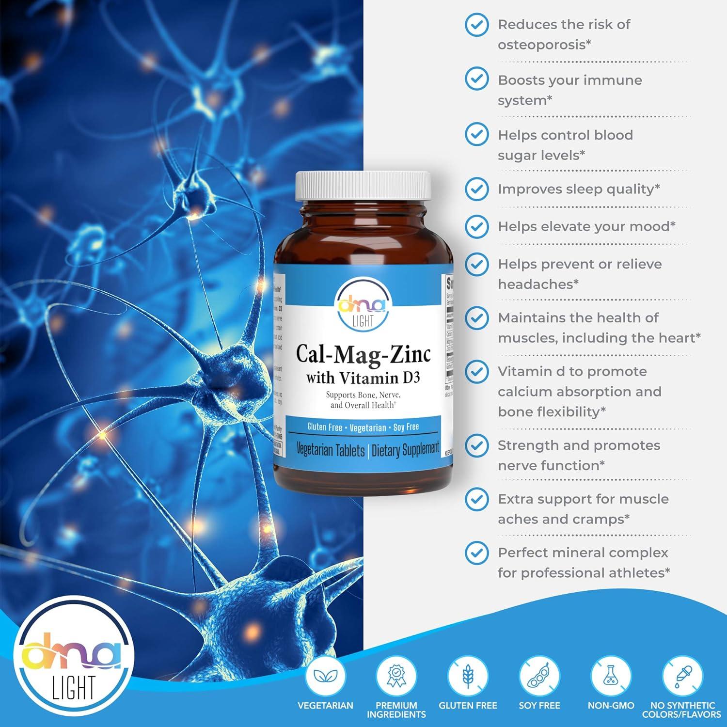 DNA Light Calcium Magnesium Zinc with Vitamin D3 - Bone Health & Muscle ...