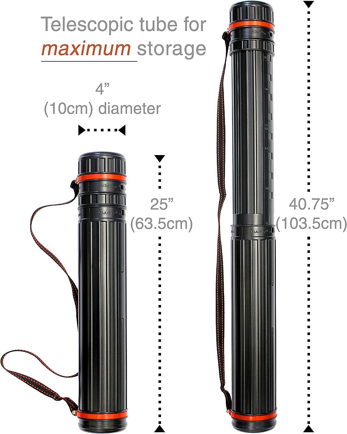 VViViD 25 - 40.75 inch Black Telescoping Storage Tube with Carrying ...