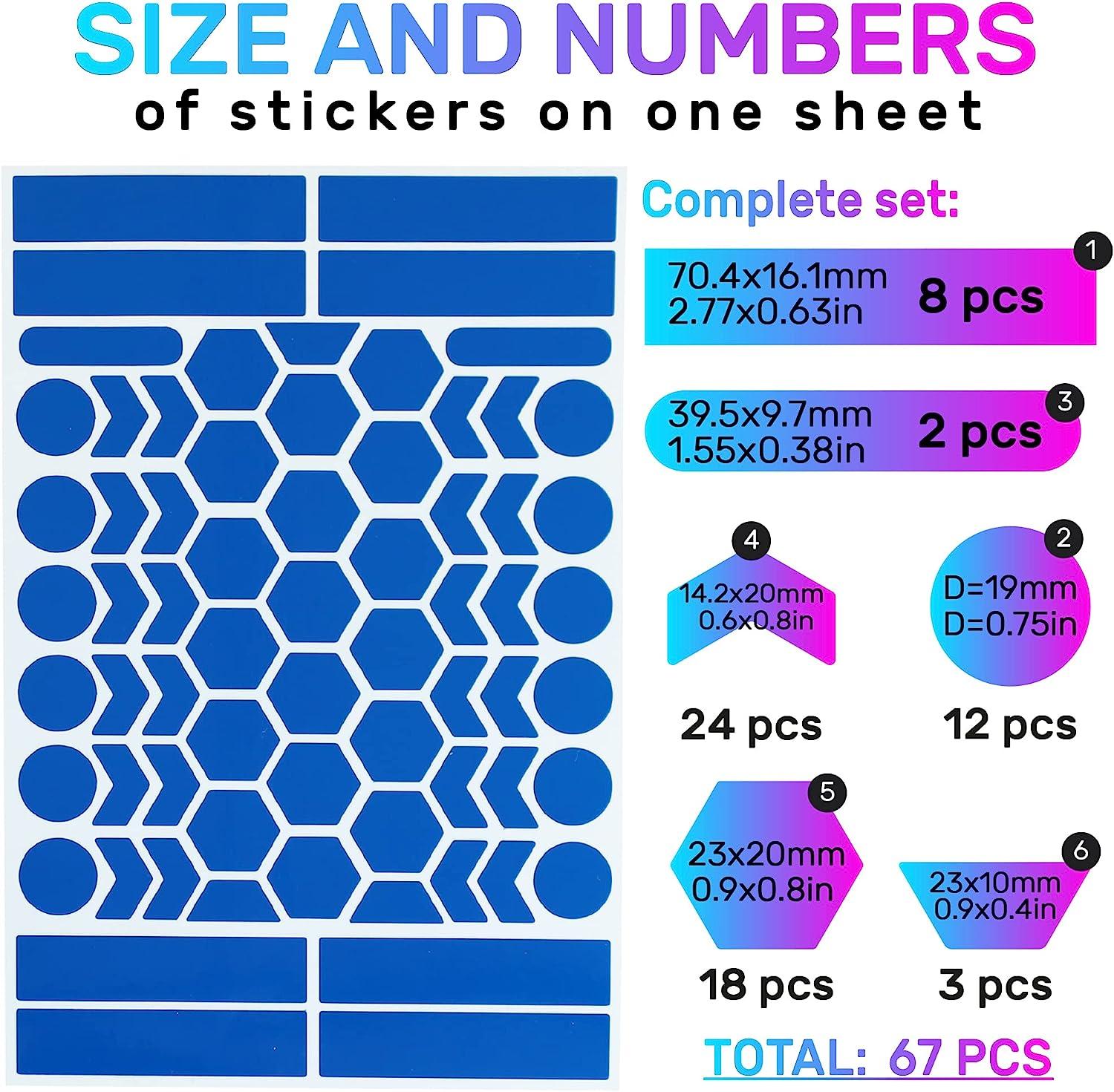 67pcs Blue Reflective Stickers Kit | Self-Adhesive Bike Decals for Safety | Helmet, Motorcycle ...